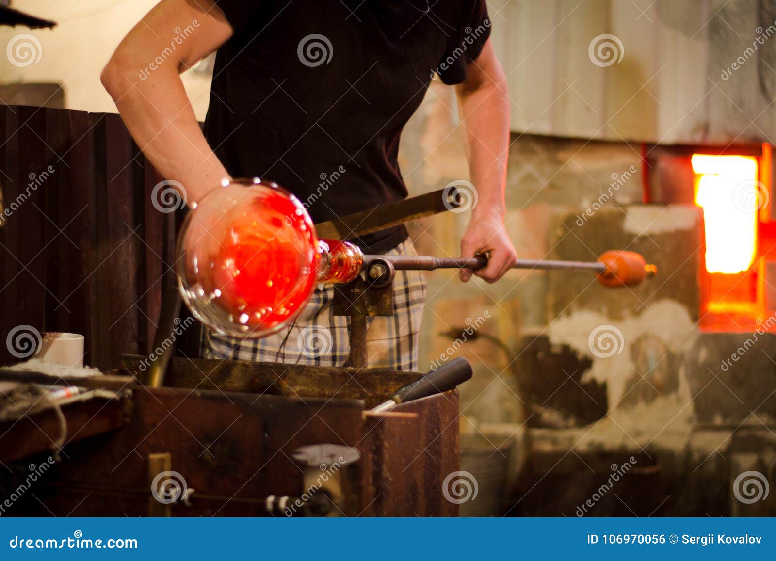 Glassworks Manufacturing Process Stock Photo - Image of glassblowing ...