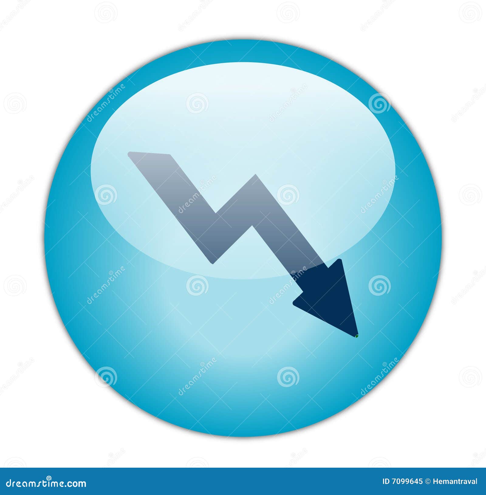 Glassy Blue Loss Icon stock illustration. Illustration of chart - 7099645