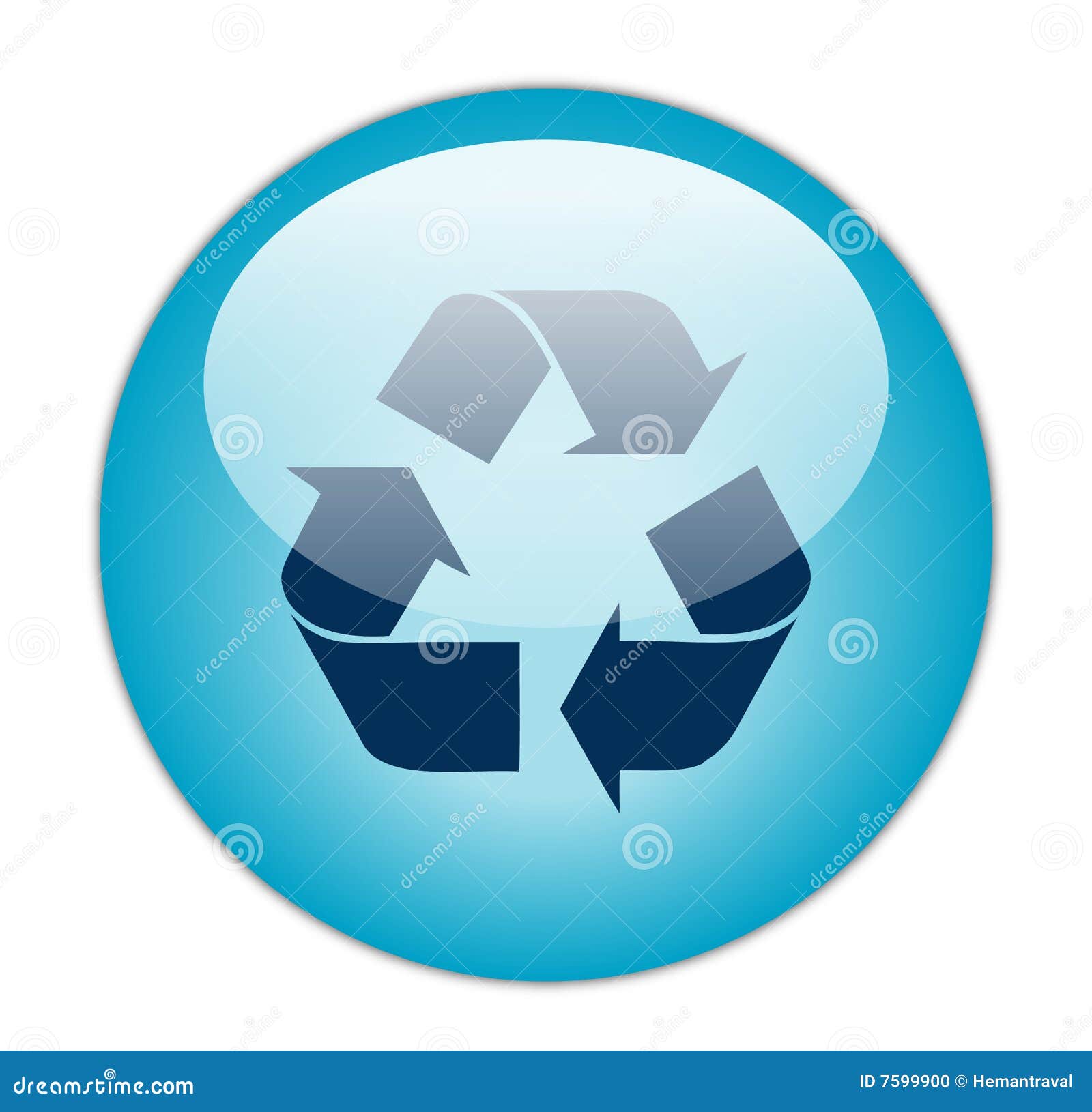 Glassy Blue Recycle Dark Fill Icon Stock Illustration - Illustration of ...