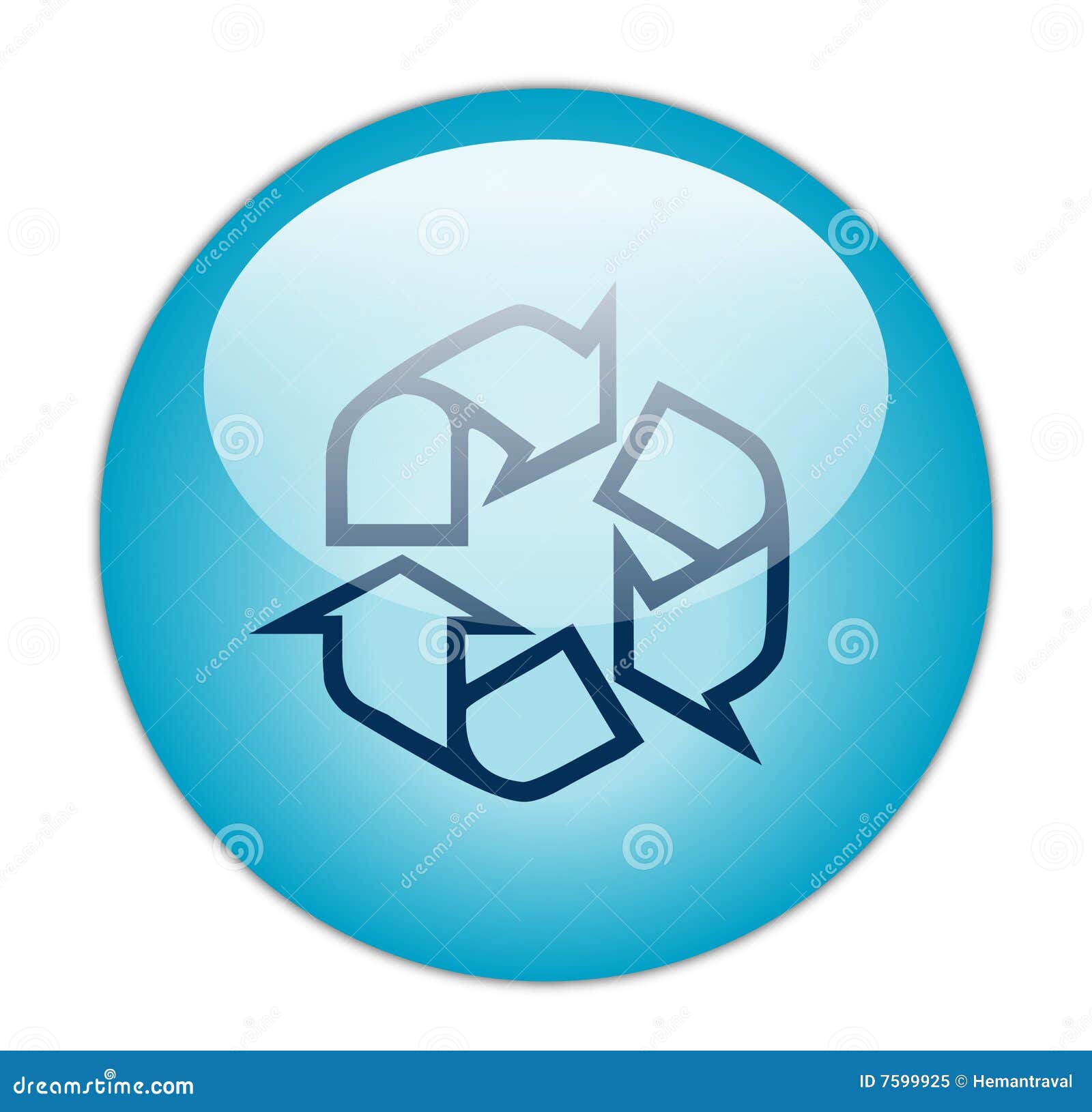 Glassy Blue Recycle Outline Icon Stock Illustration - Illustration of ...