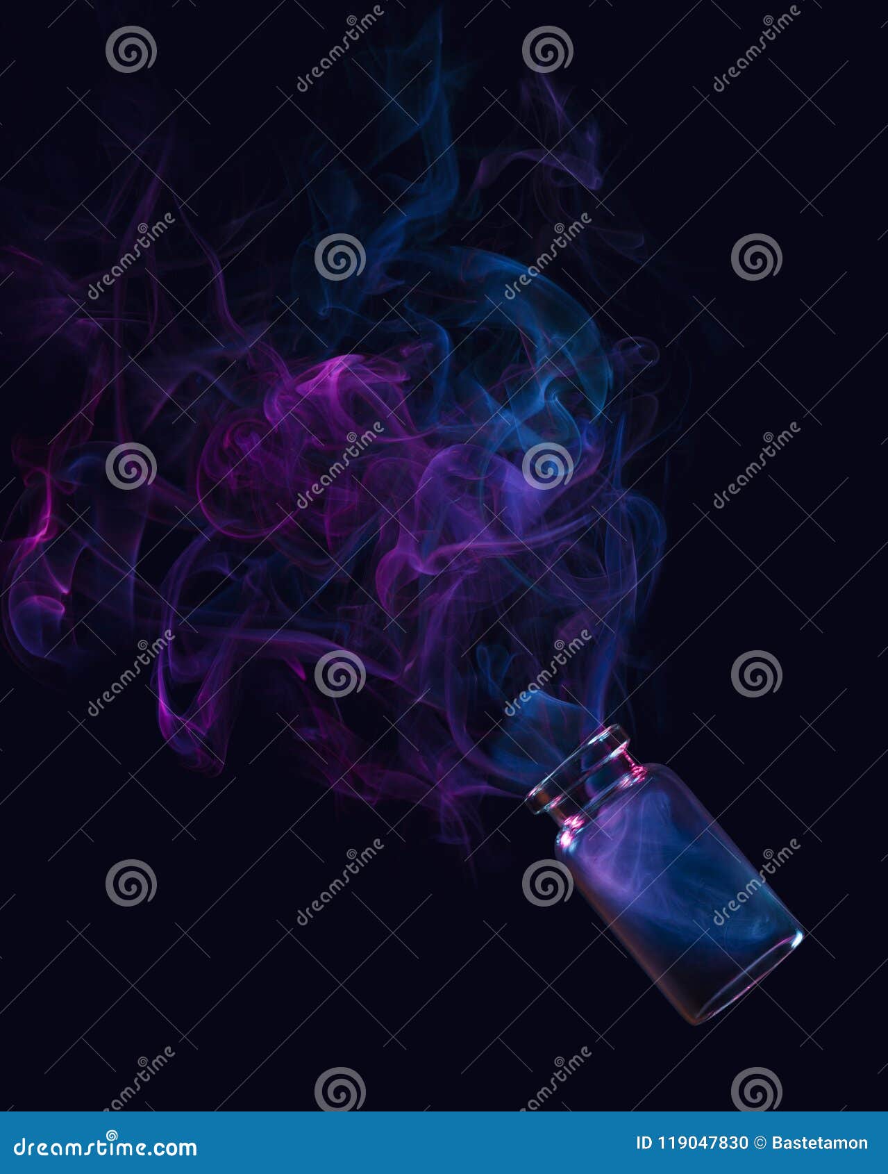 Glassy Bottle with Magical Smoke Stock Photo - Image of flask ...