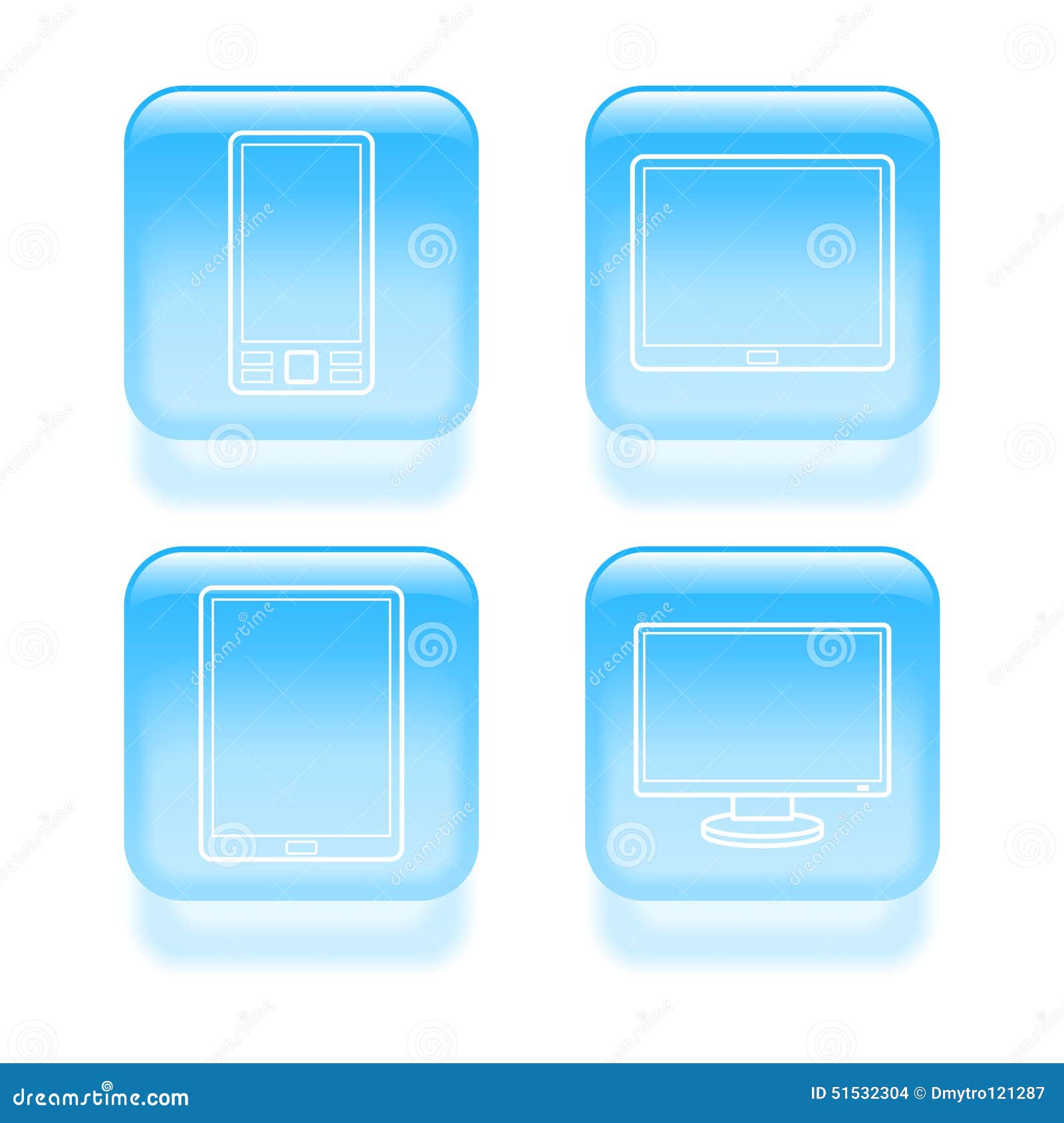 Glassy device icons stock vector. Illustration of interface - 51532304