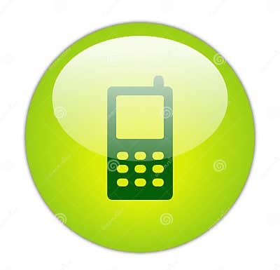 Glassy Green Mobile Phone Icon Stock Illustration - Illustration of ...
