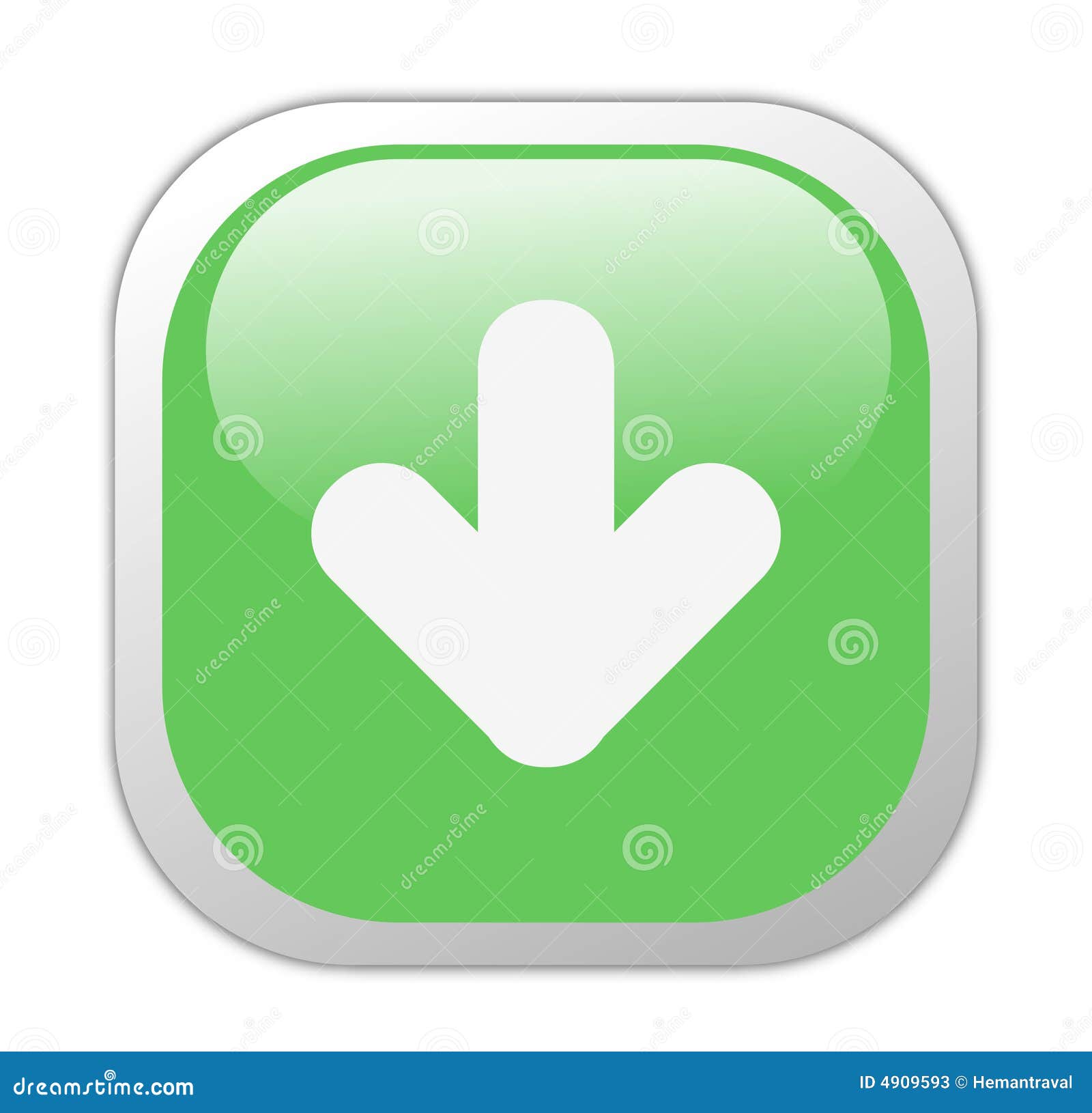 Glassy Green Square Download Icon Stock Illustration - Illustration of ...