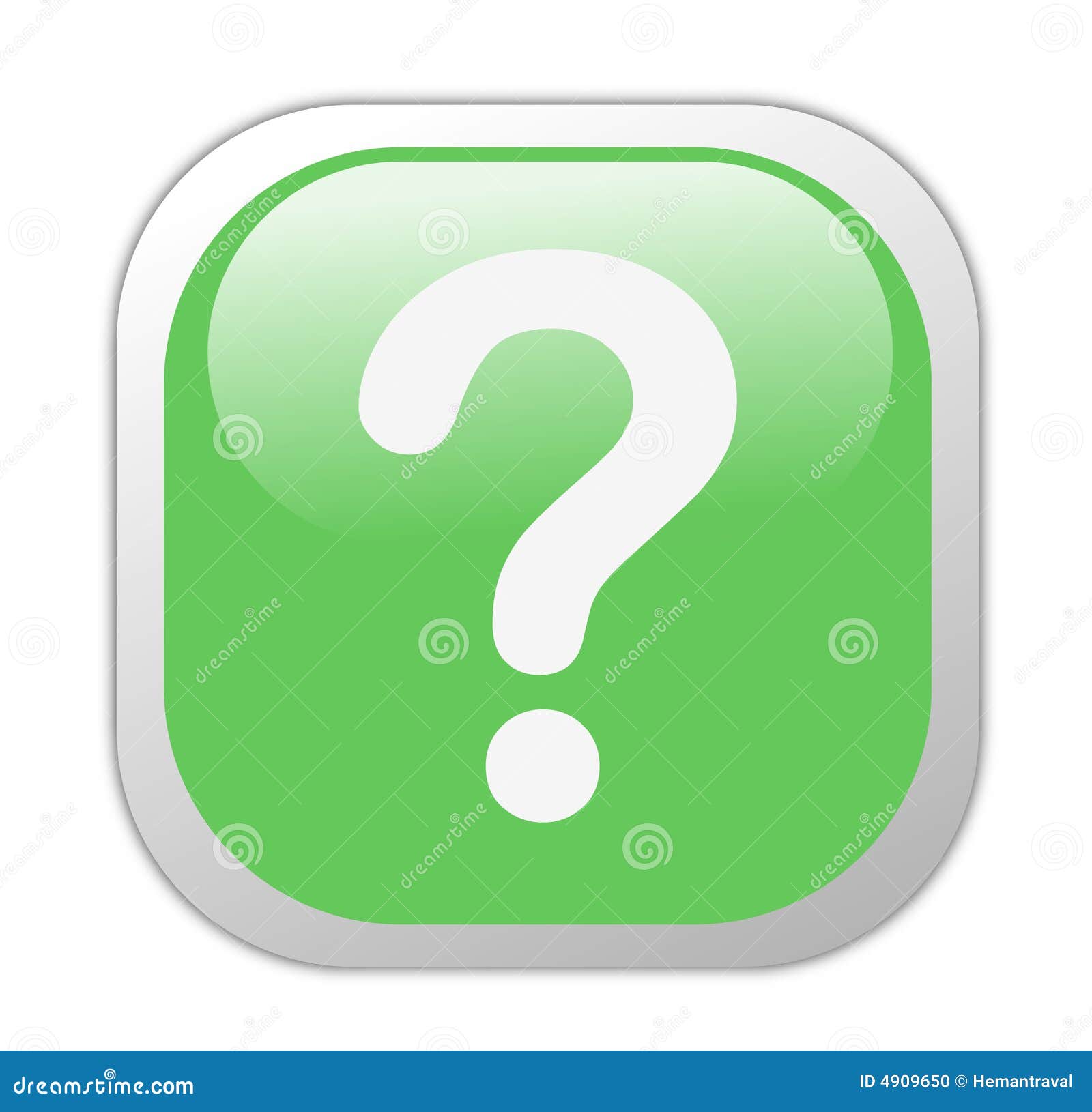 Glassy Green Square Question Mark Icon Stock Illustration ...
