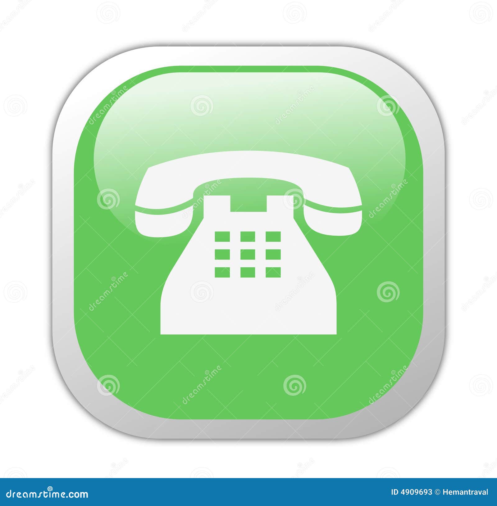 Glassy Green Square Telephone Icon Stock Illustration - Illustration of ...