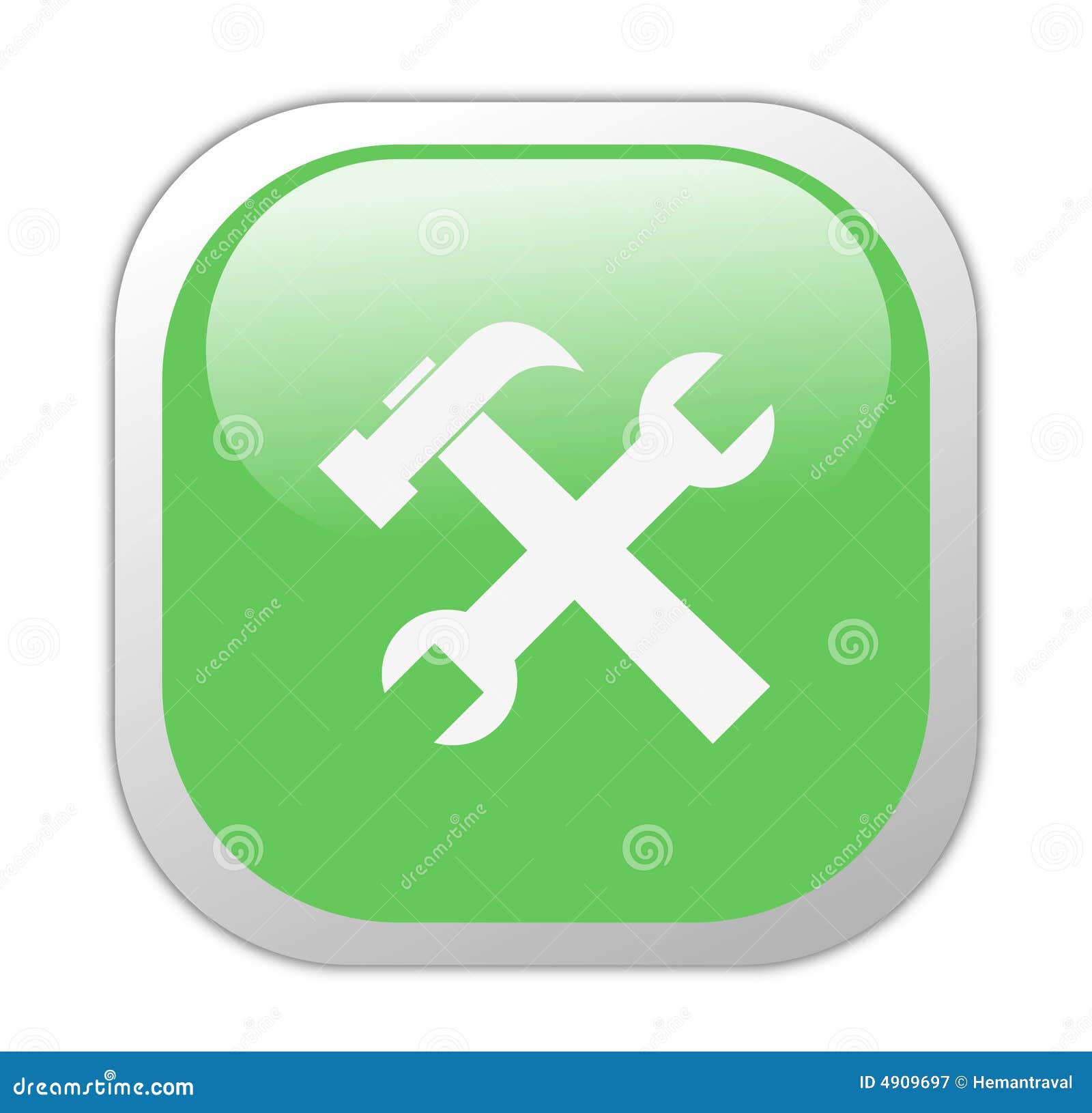 Glassy Green Square Tools Icon Stock Illustration - Illustration of ...