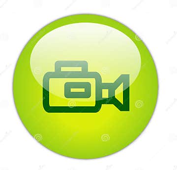 Glassy Green Video Camera Icon Stock Illustration - Illustration of ...