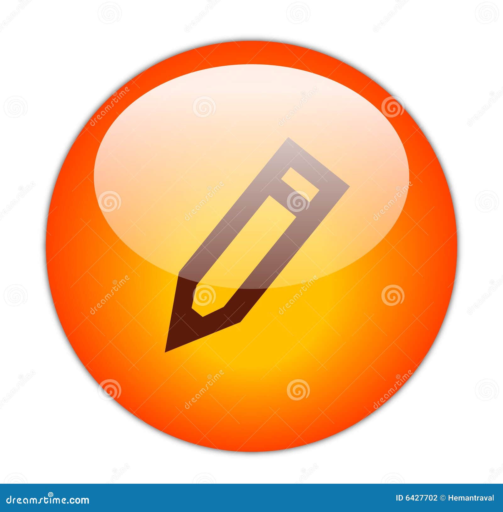 Glassy Red Pencil Icon stock illustration. Illustration of glassy - 6427702