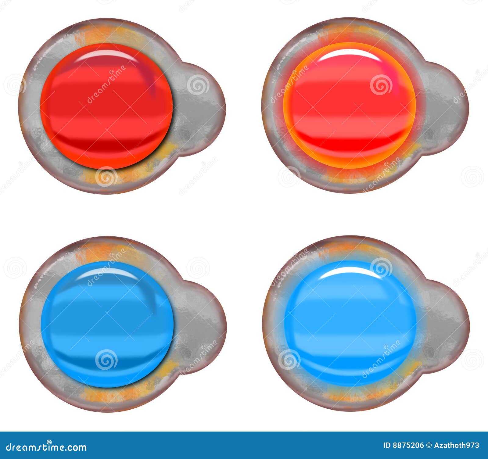 Glassy and Rusty Buttons stock illustration. Illustration of grungy ...