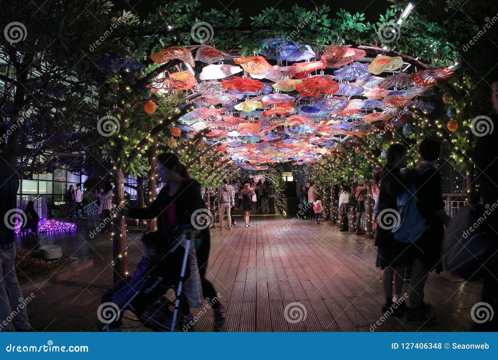 Glassy Way at Christmas Lighting Editorial Stock Photo - Image of ...