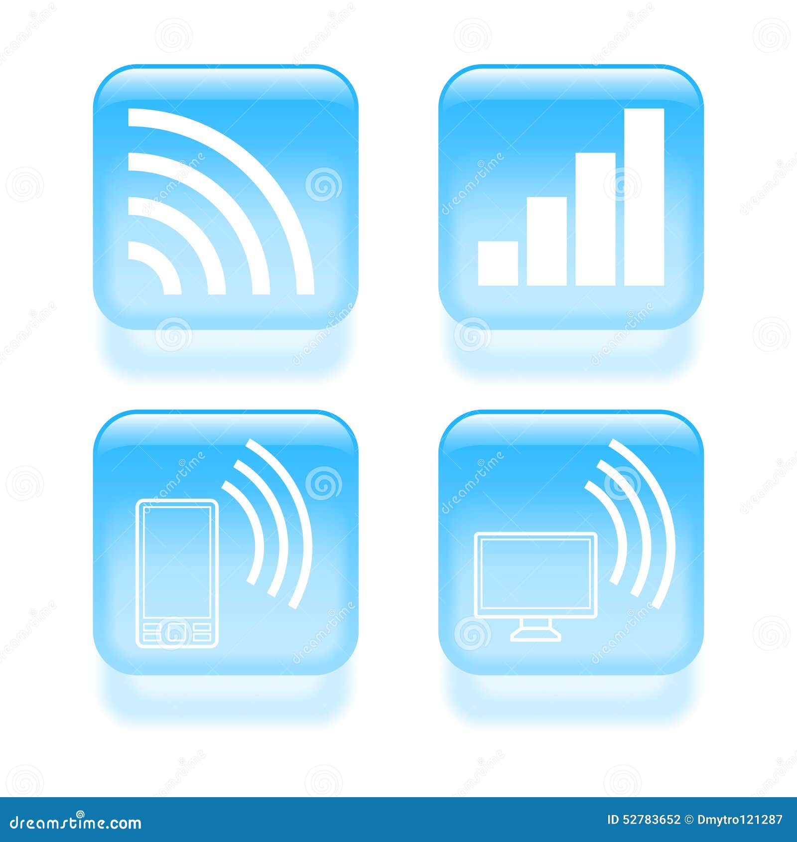 Glassy Wireless Communications Icons Stock Vector - Illustration of ...