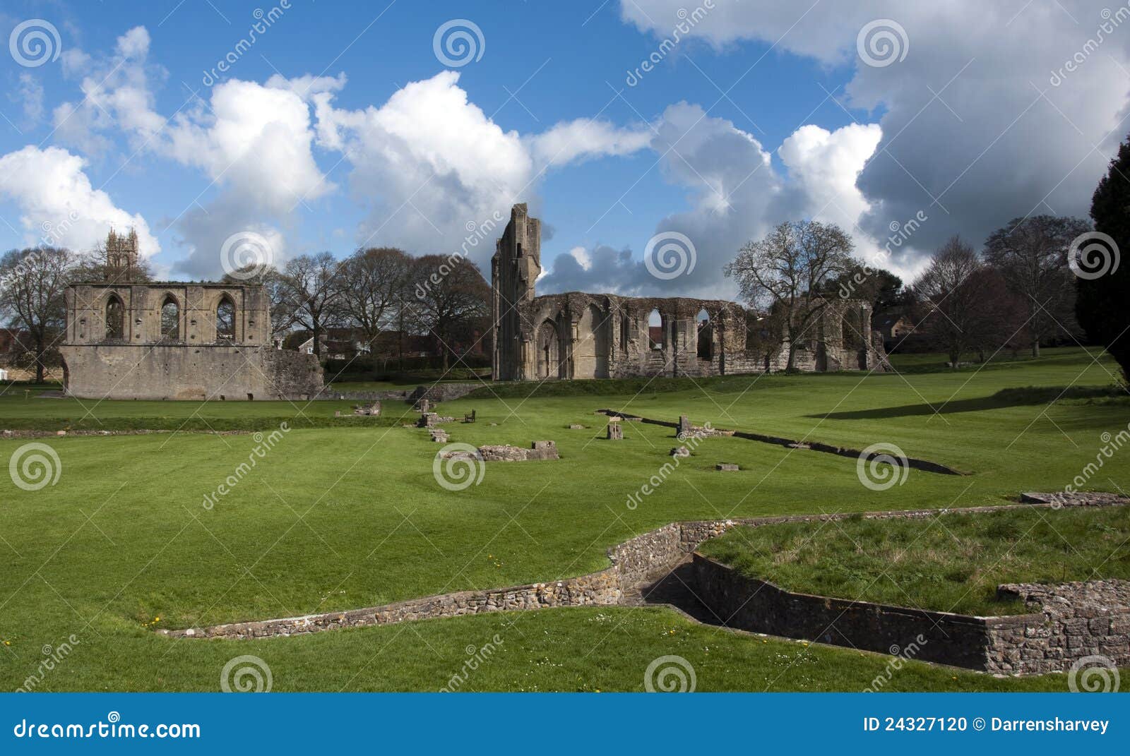 Glastonbury Abbey Ruins and Grounds Stock Photo - Image of history ...