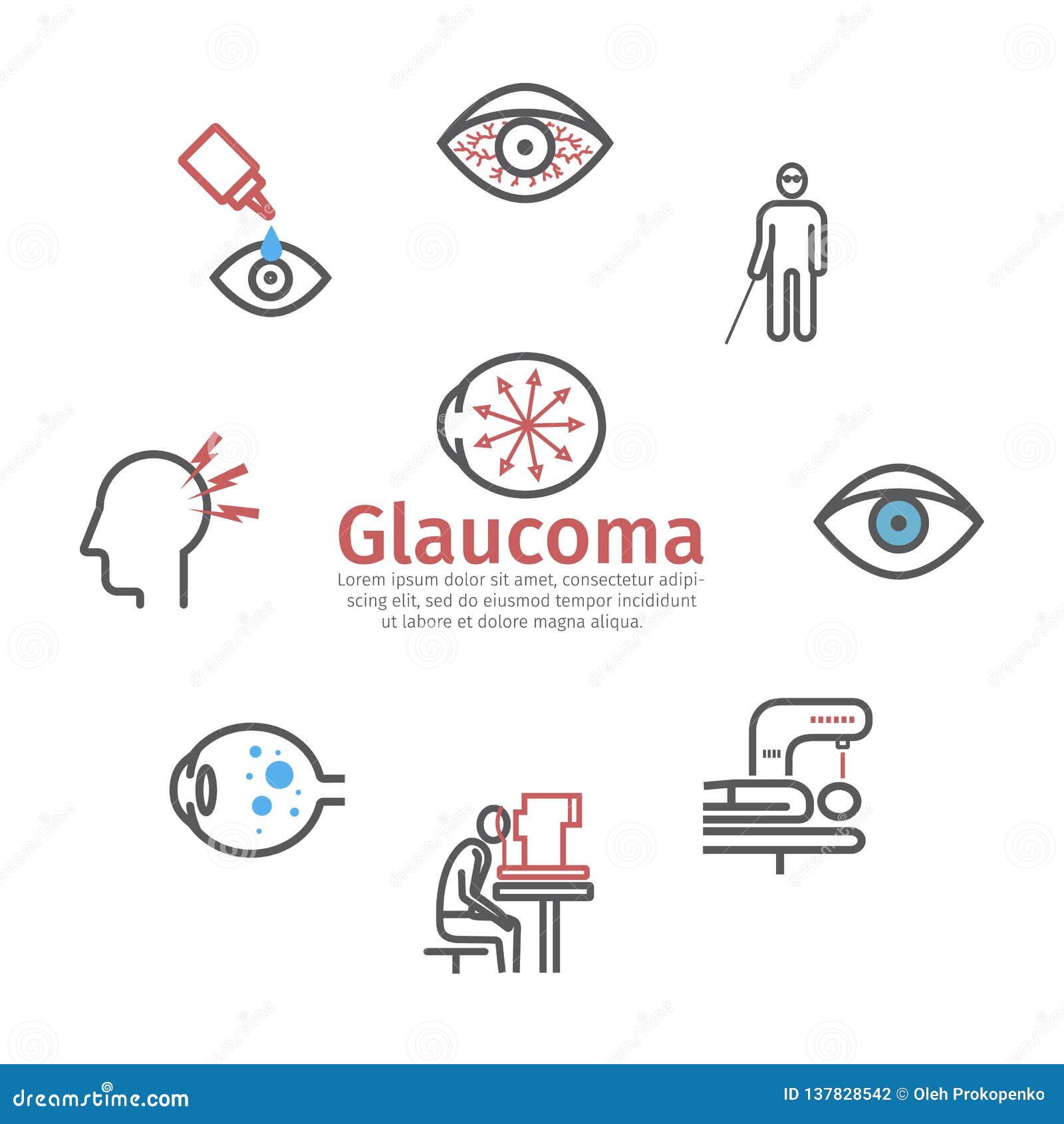 Glaucoma Banner. Symptoms, Treatment. Line Icons Set. Vector Signs for ...