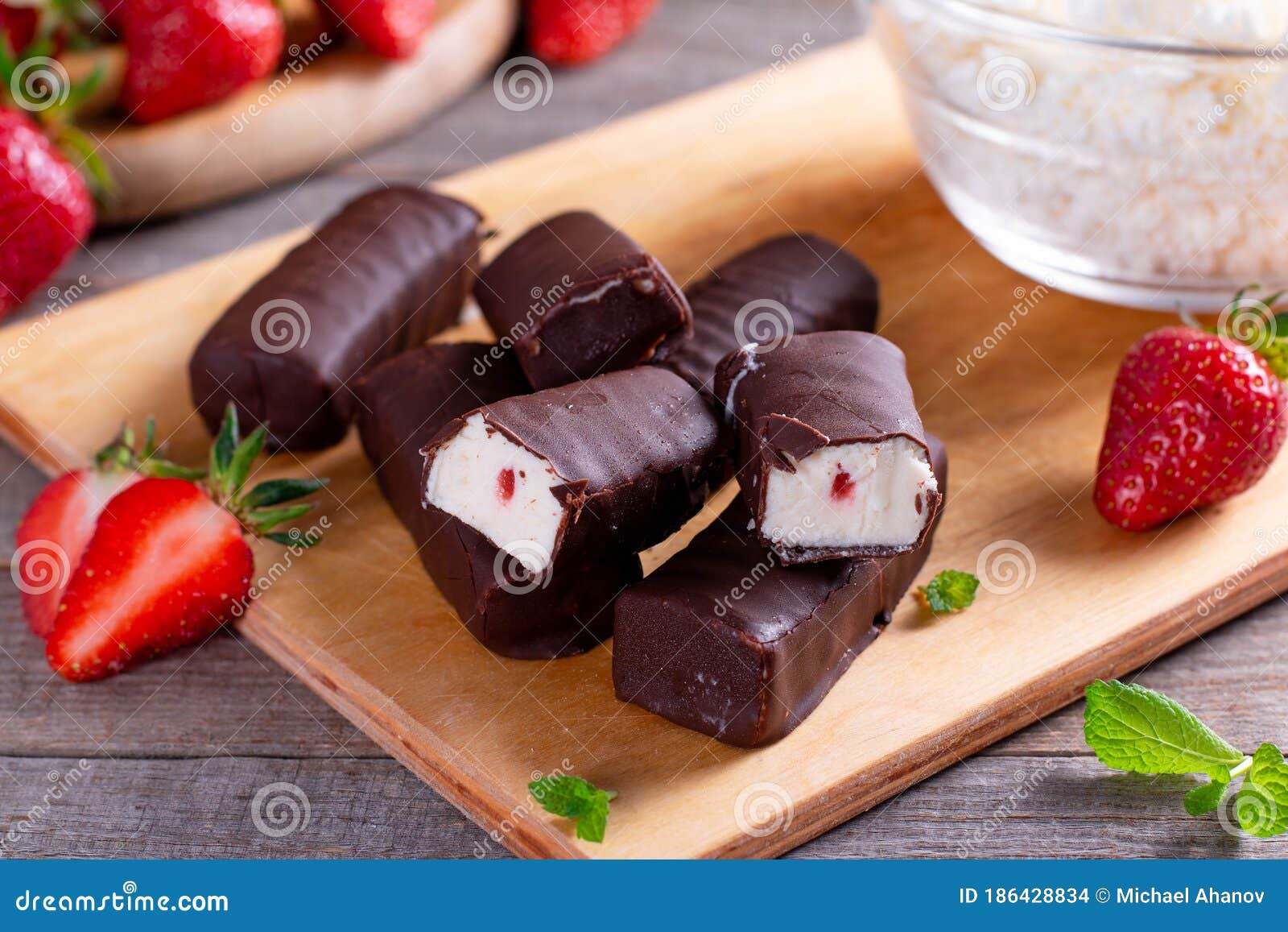Glazed Cheese Curds with Chocolate. Close Up Stock Photo - Image of ...