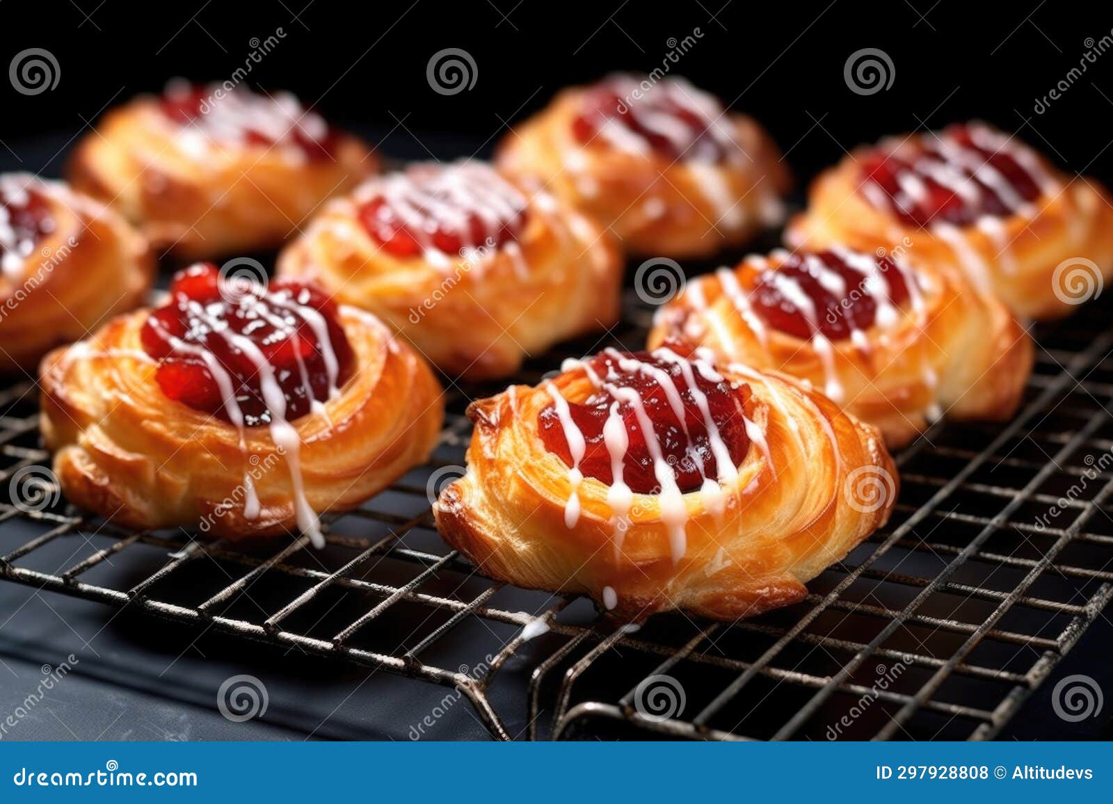 Glazed Danish Pastries Placed on a Cooling Rack Stock Photo - Image of ...