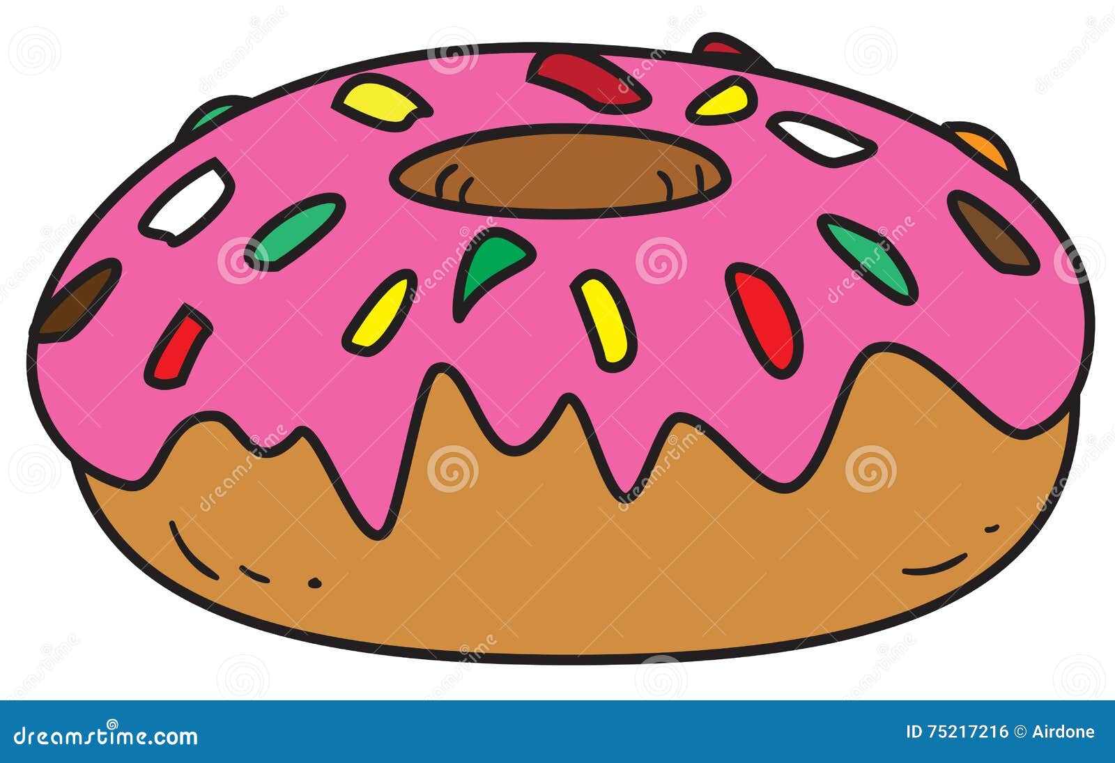 Glazed Donut Doodle stock vector. Illustration of colored - 75217216