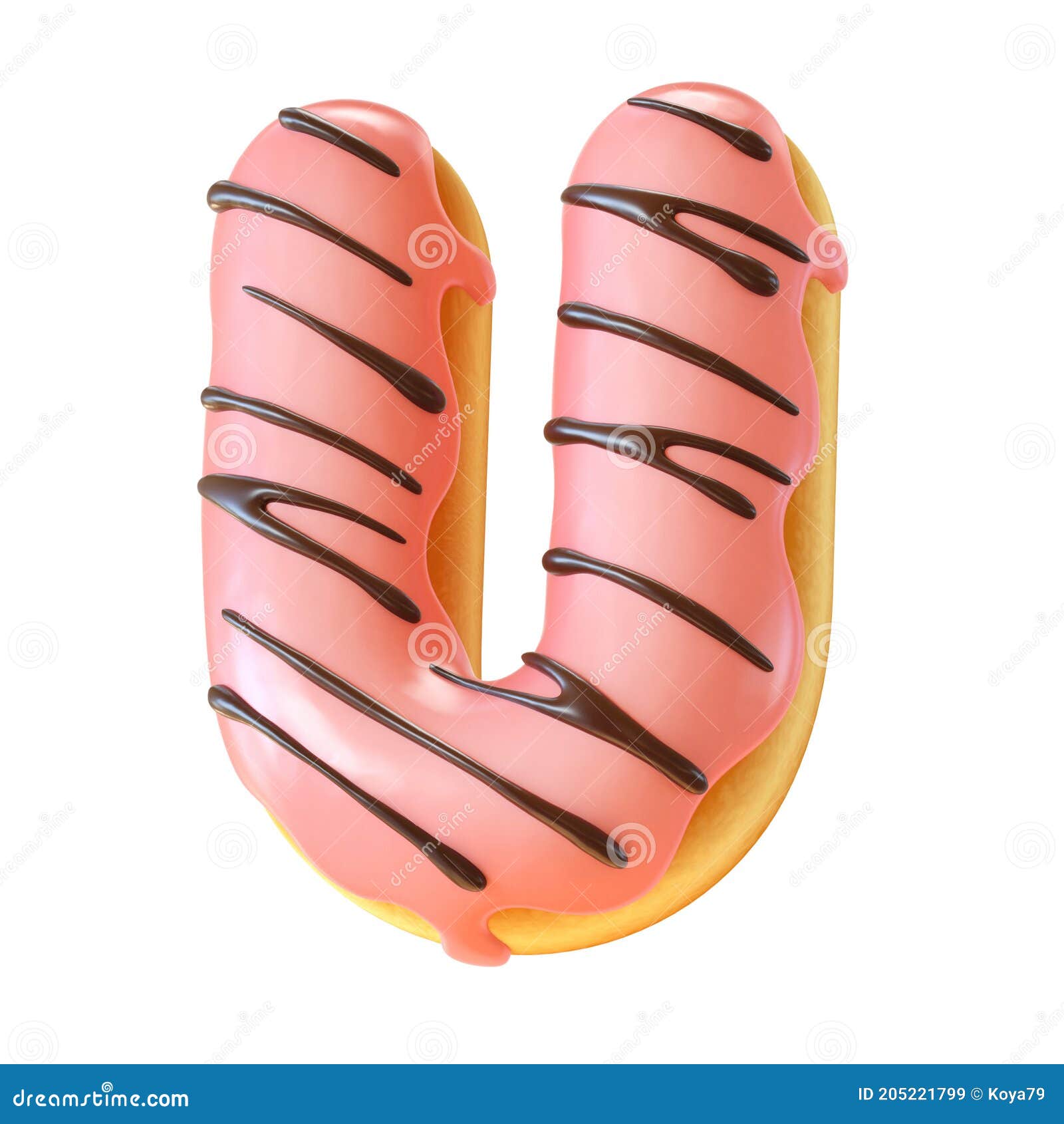 Glazed Donut Font 3d Rendering Letter U Stock Illustration ...