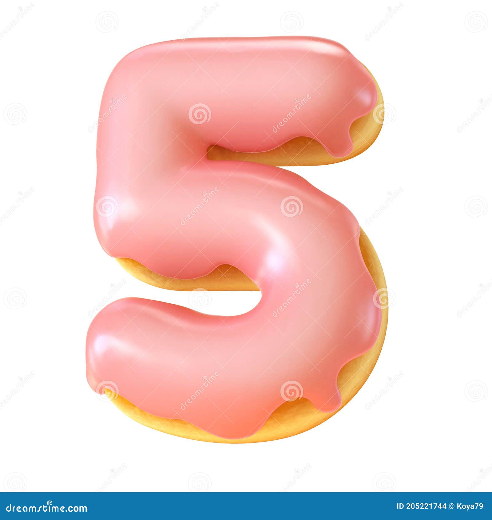 Glazed Donut Font 3d Rendering Number 5 Stock Illustration ...