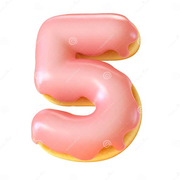 Glazed Donut Font 3d Rendering Number 5 Stock Illustration ...