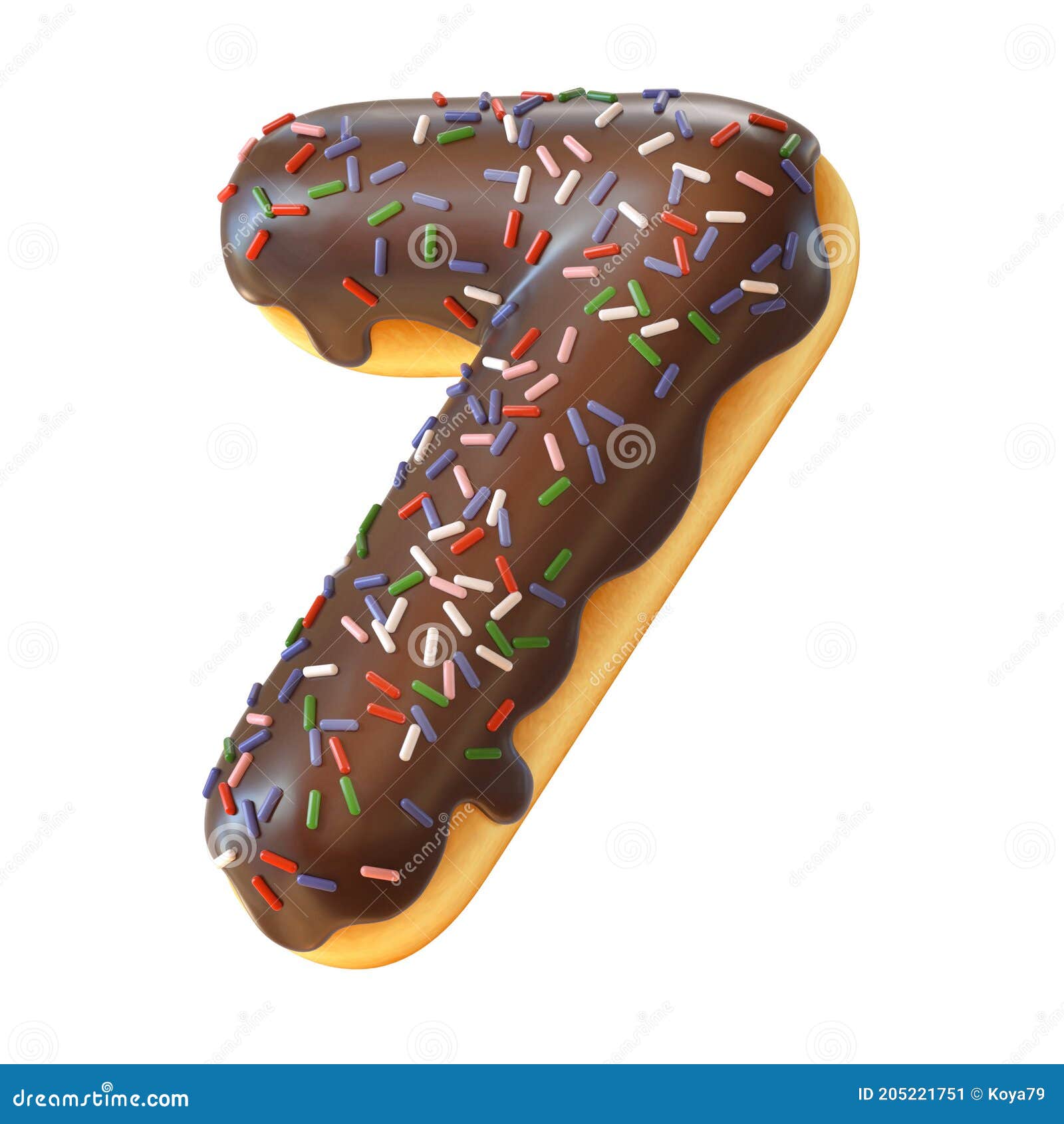 Glazed Donut Font 3d Rendering Number 4 Stock Illustration ...