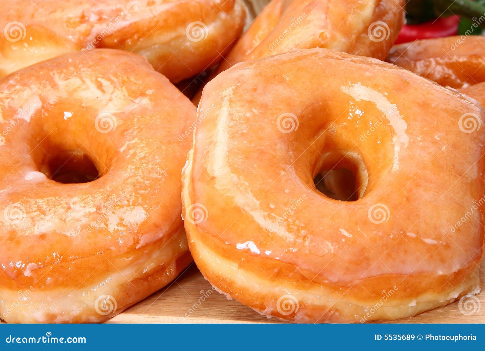 Glazed Donuts On Blue Background. Round Donut With A Hole. Funny Mood ...