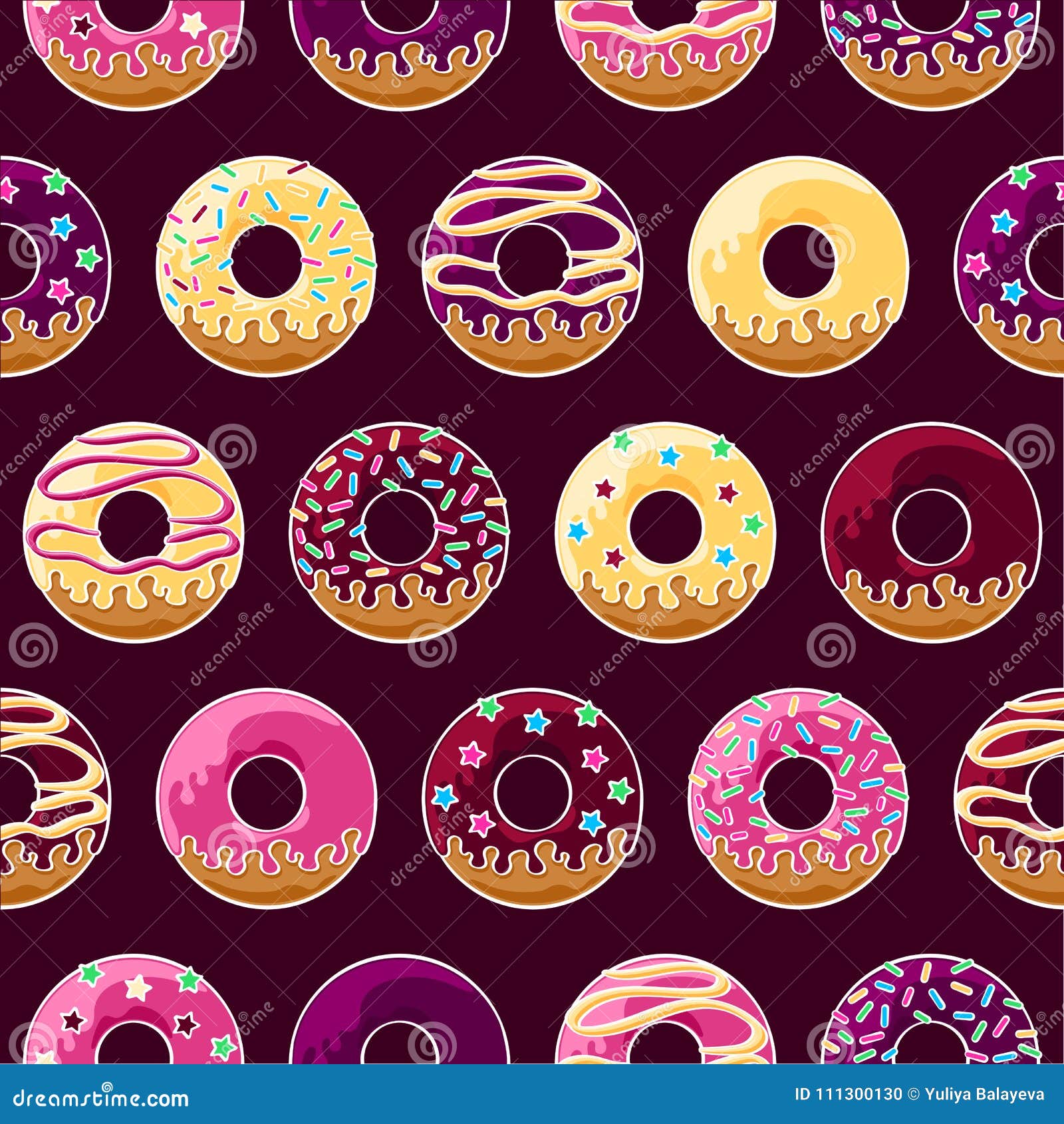 Glazed donuts pattern stock vector. Illustration of drawn - 111300130