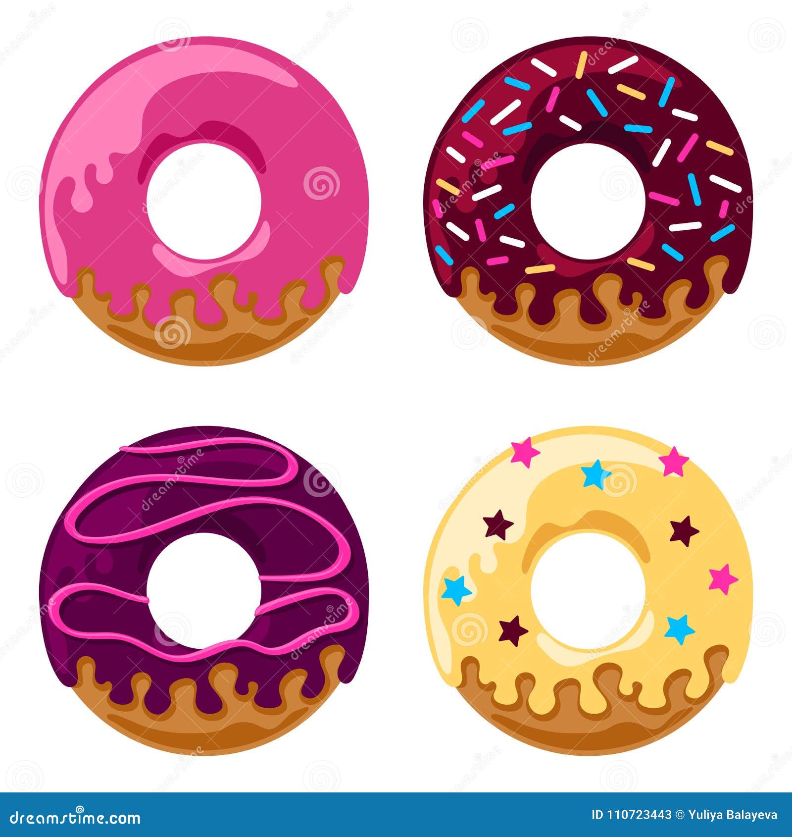 Glazed donuts set stock vector. Illustration of isolated - 110723443