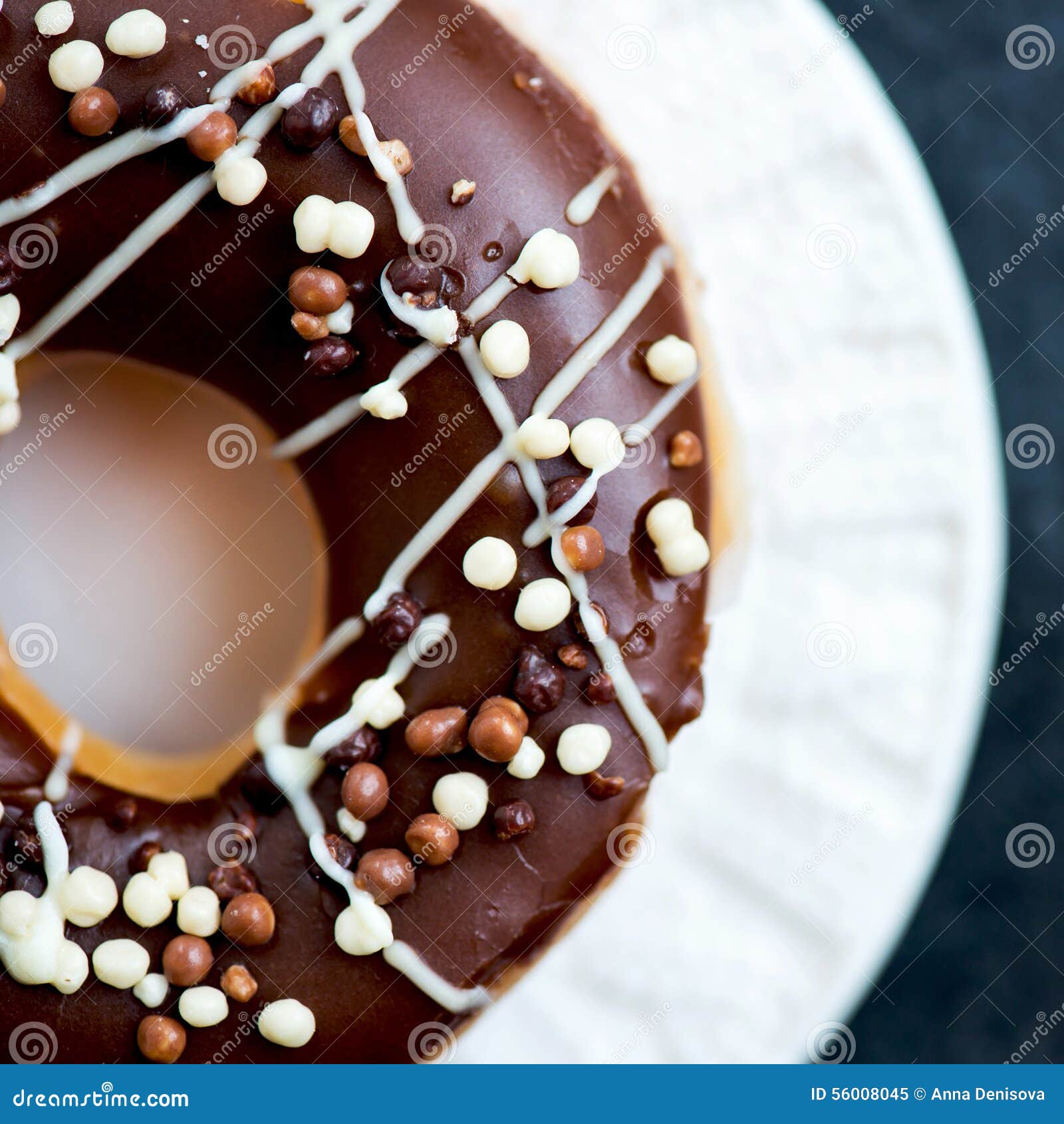 Glazed Doughnuts with Chocolate and Icing on White Plate Stock Image ...
