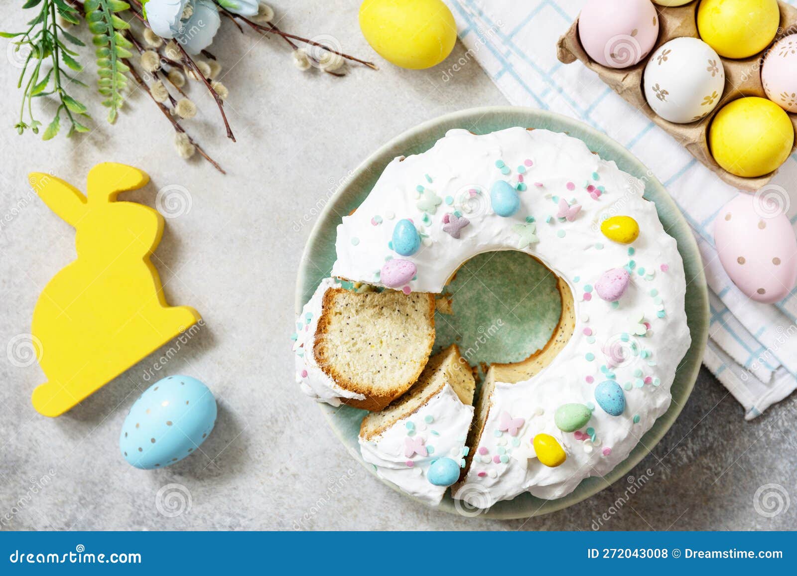 Glazed Easter Lemon Cake Decorated with Confectionery and Mini ...
