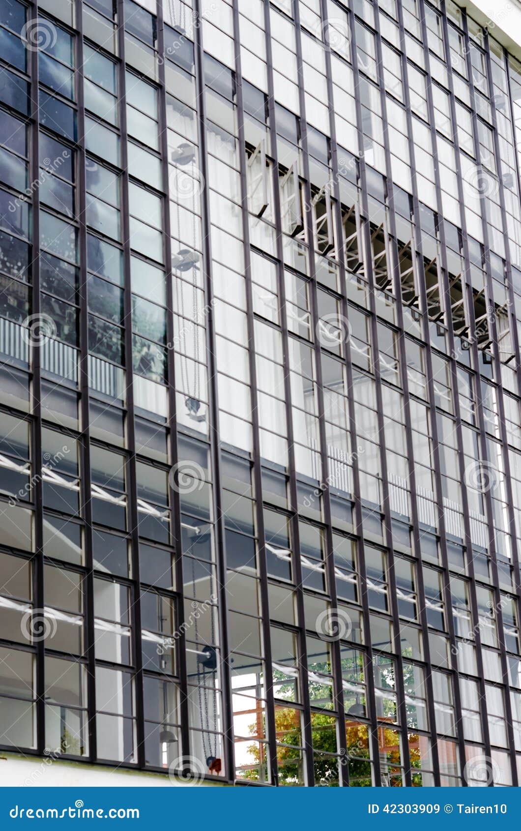 Glazed Facade of the Bauhaus Stock Image - Image of facade, reflection ...