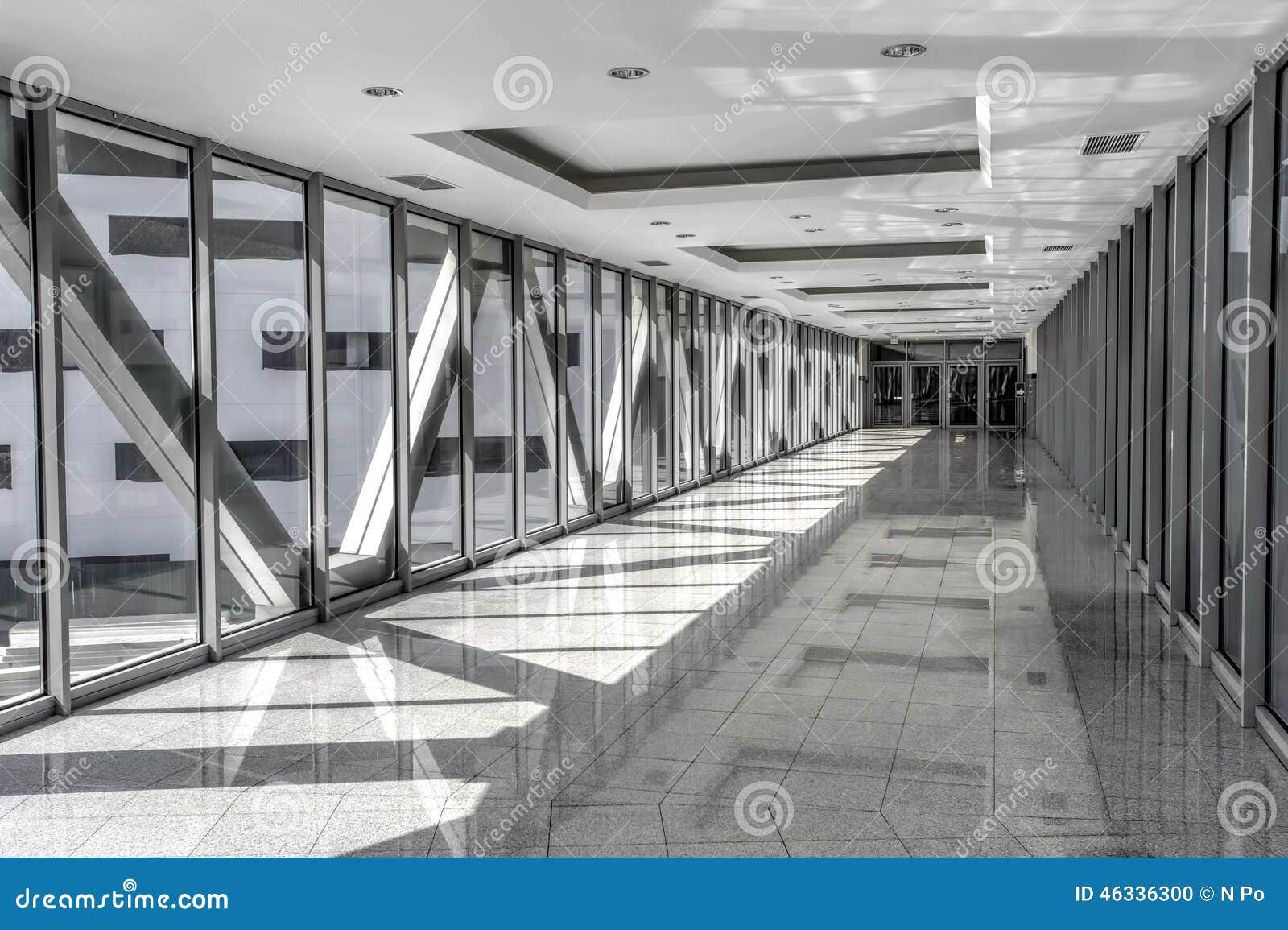 Glazed Passage between Buildings Stock Photo - Image of ceiling ...