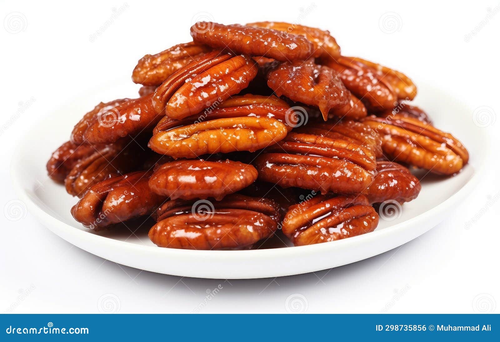 Glazed Pecans on White Background Stock Photo - Image of sensuality ...