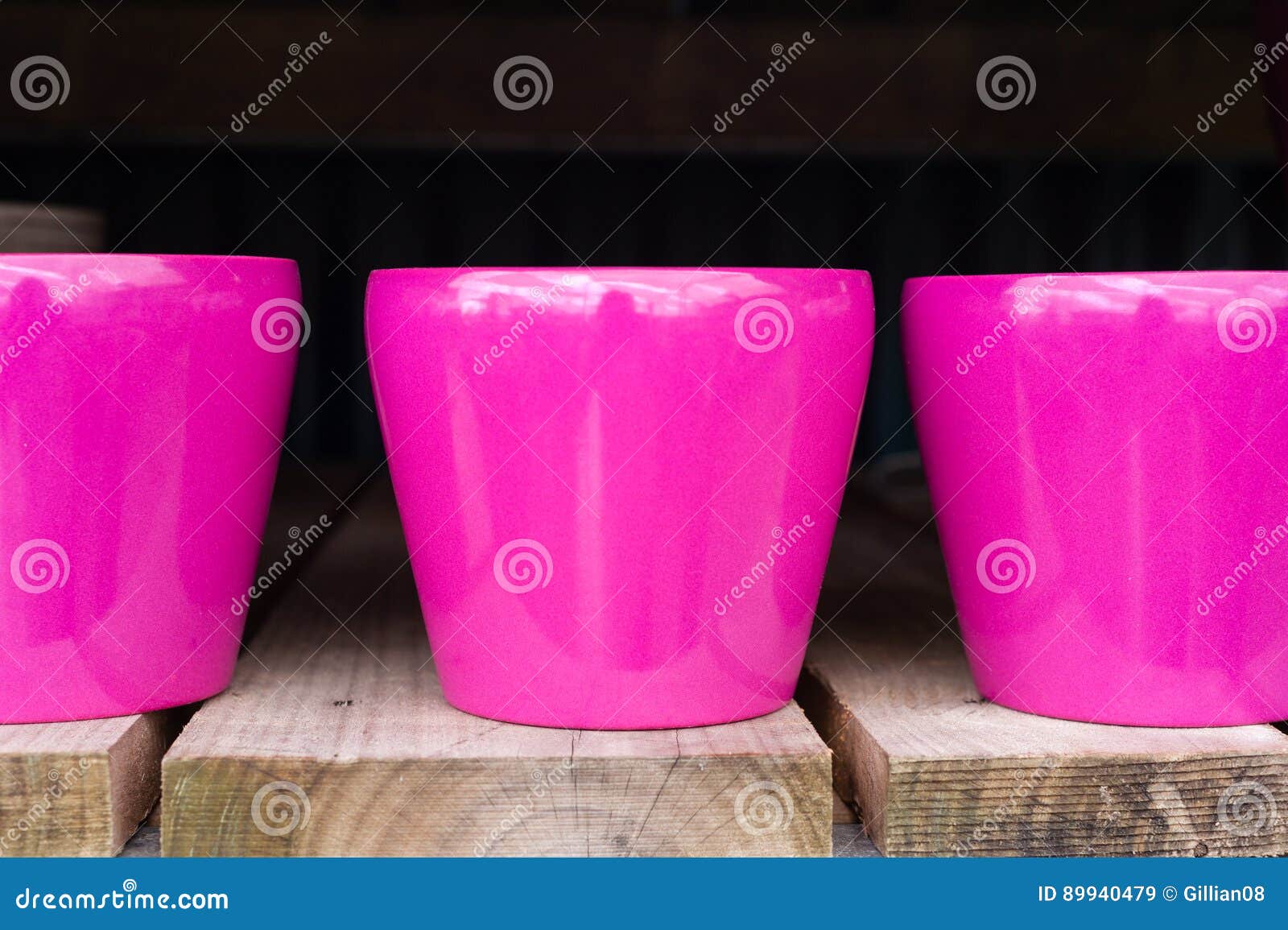 Glazed pink pots stock image. Image of gardening, pink - 89940479