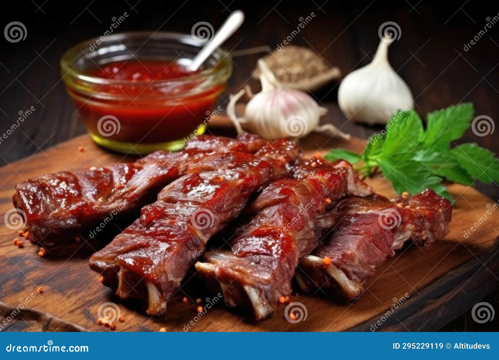 Glazed Pork Ribs with Brushed on Barbecue Sauce, Pre-bake Stock Image ...