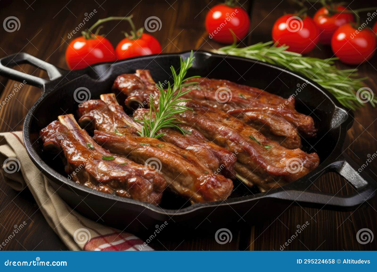 Glazed Pork Ribs Served in a Cast-iron Skillet Stock Photo - Image of ...