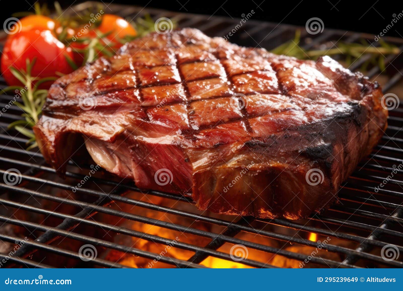 Glazed Porterhouse Steak on a Smoker Rack Stock Image - Image of ...