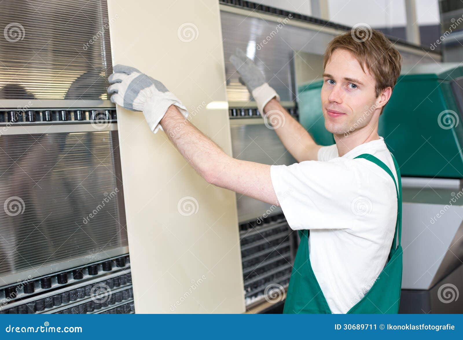 Glazier Putting Glass in Grinding Machine Stock Image - Image of ...
