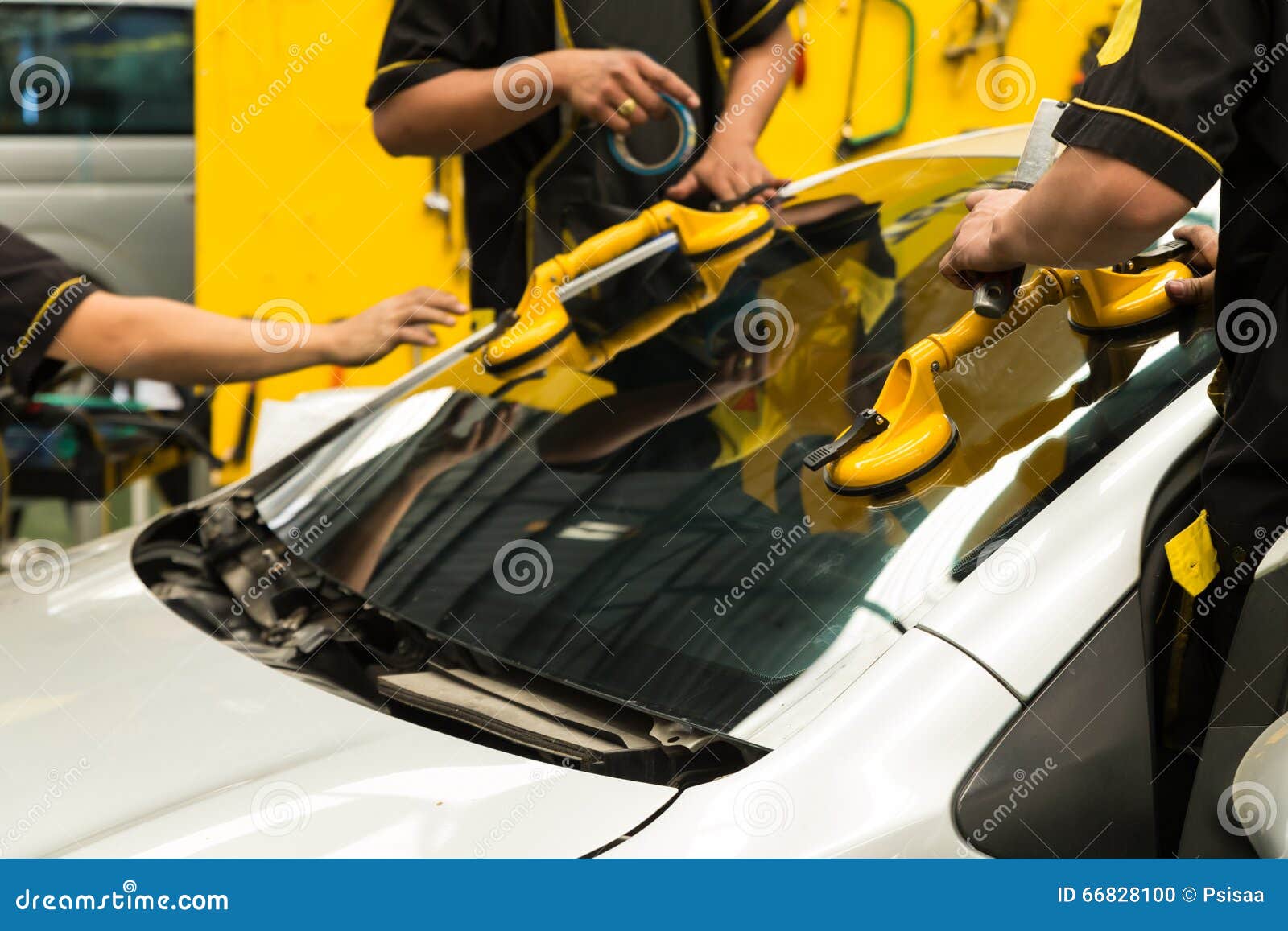 Glazier is Repairing Windshield of the Car Stock Photo - Image of ...
