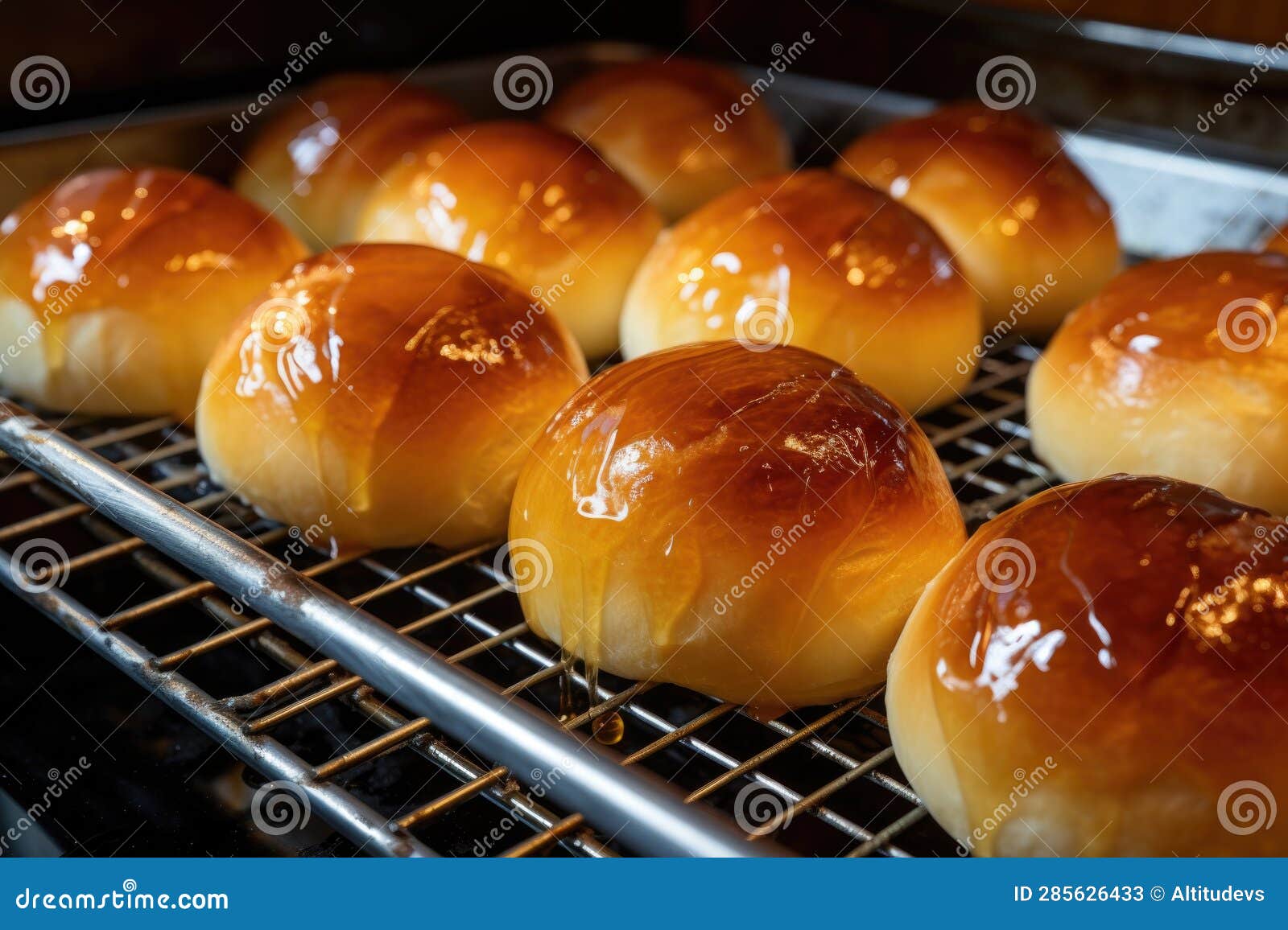Glazing Bread Rolls with Egg Wash for a Shiny Finish Stock Image ...