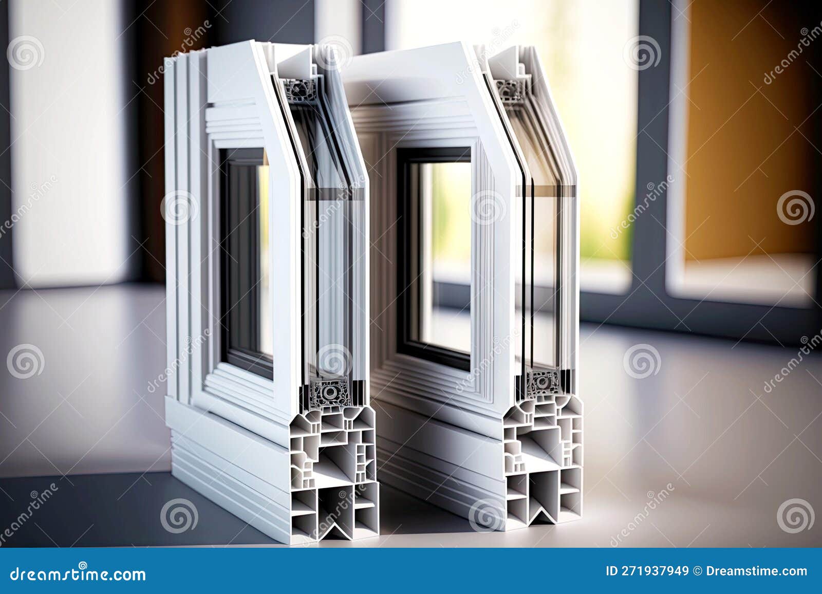 Glazing in Buildings Plastic Windows Profile is White with Three Double ...