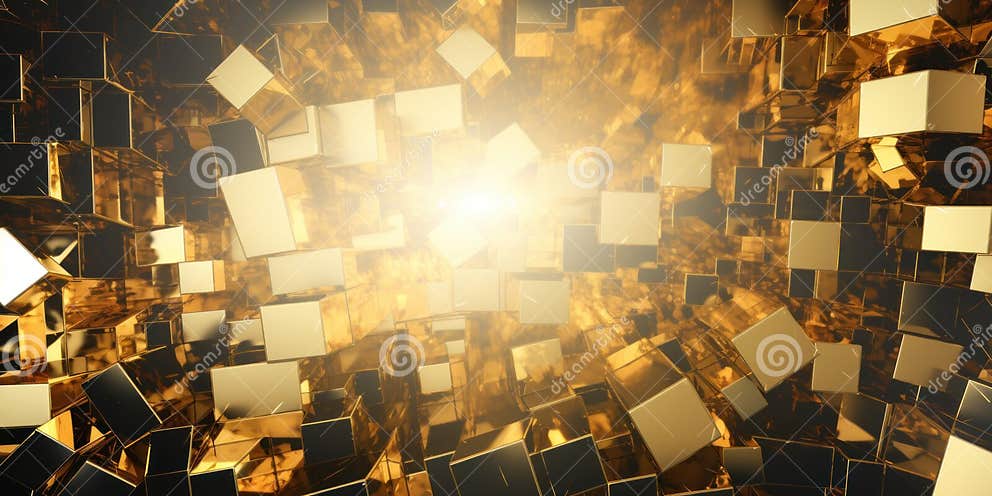 Gleaming Abstract Gold Metallic Cube Pattern for Luxury Design Stock ...