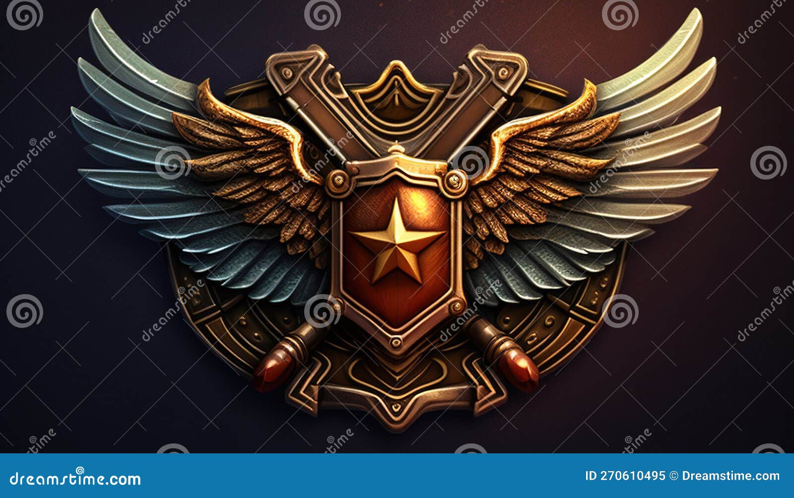Gleaming Badge with Wings Radiates Strength Stock Illustration ...