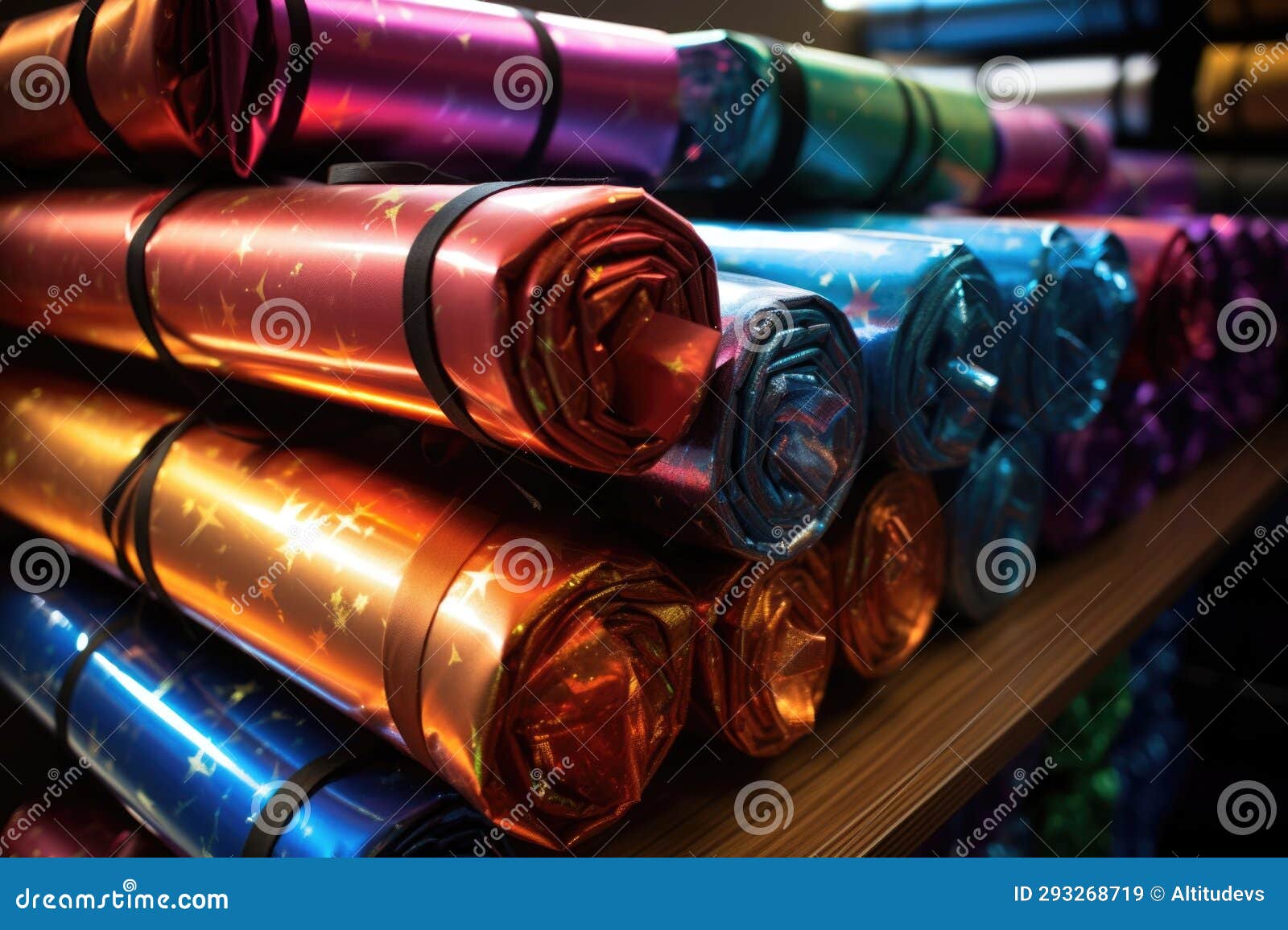 Gleaming Gift Wrap Rolls Stored Vertically Stock Image - Image of ...
