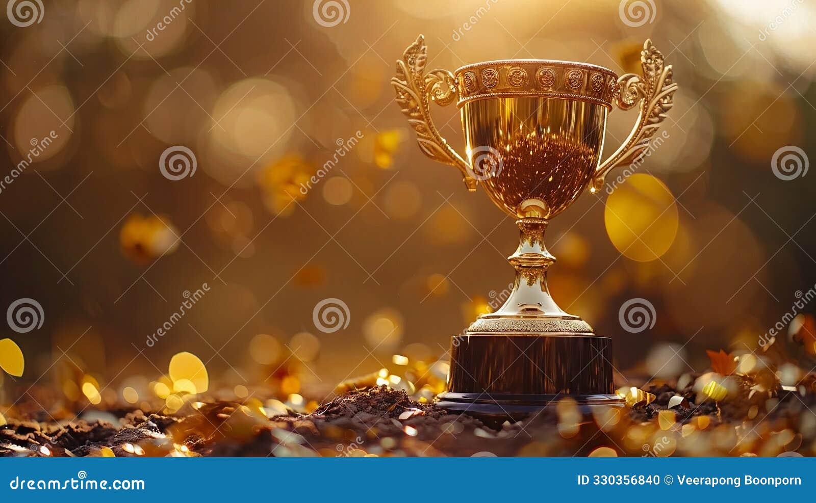 Gleaming Golden Trophy on a Softfocus Backdrop, Highlighting ...