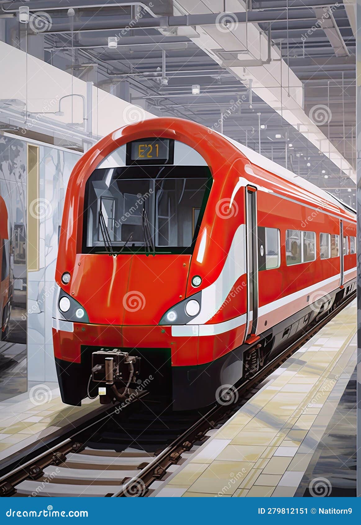 Gleaming Hallyu-Style Train At Standstill: A Vision Of Red, White And ...