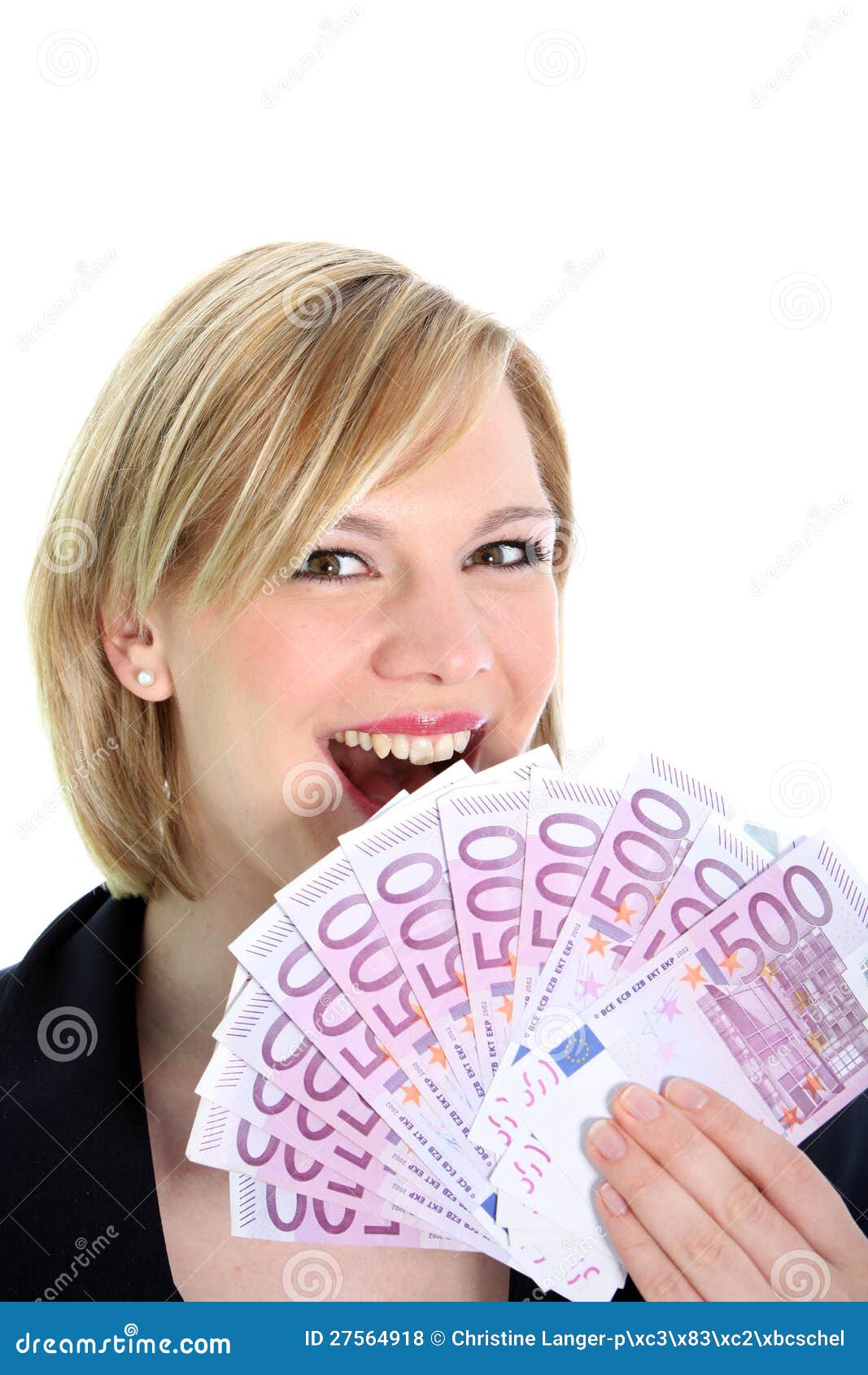 Gleeful Woman with 500 Euro Notes Stock Photo - Image of young, payment ...