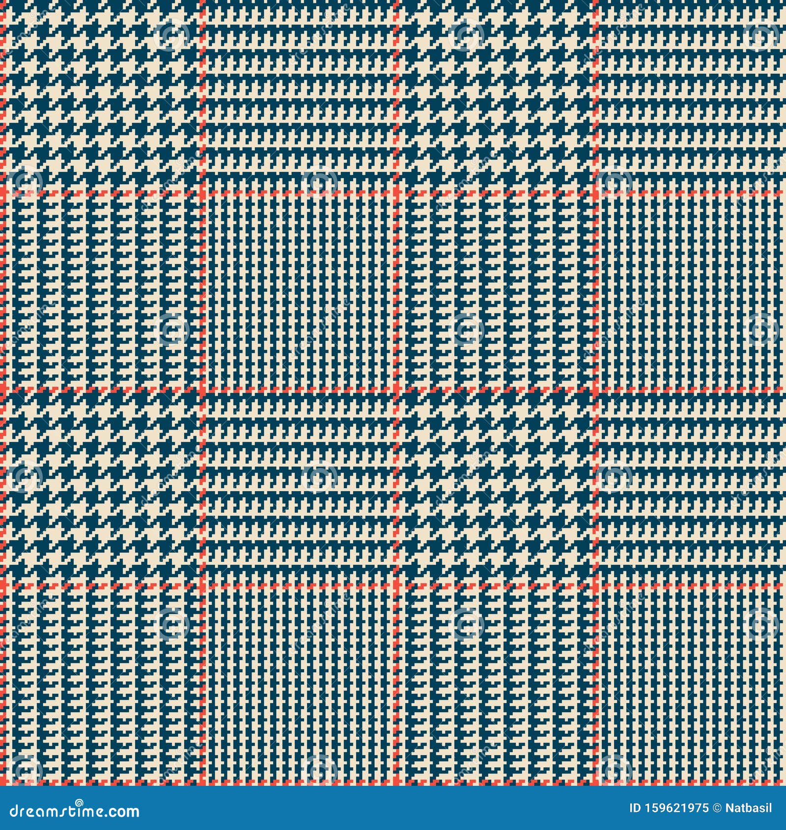 Glen Check Blue Checkered Seamless Pattern Stock Vector - Illustration ...