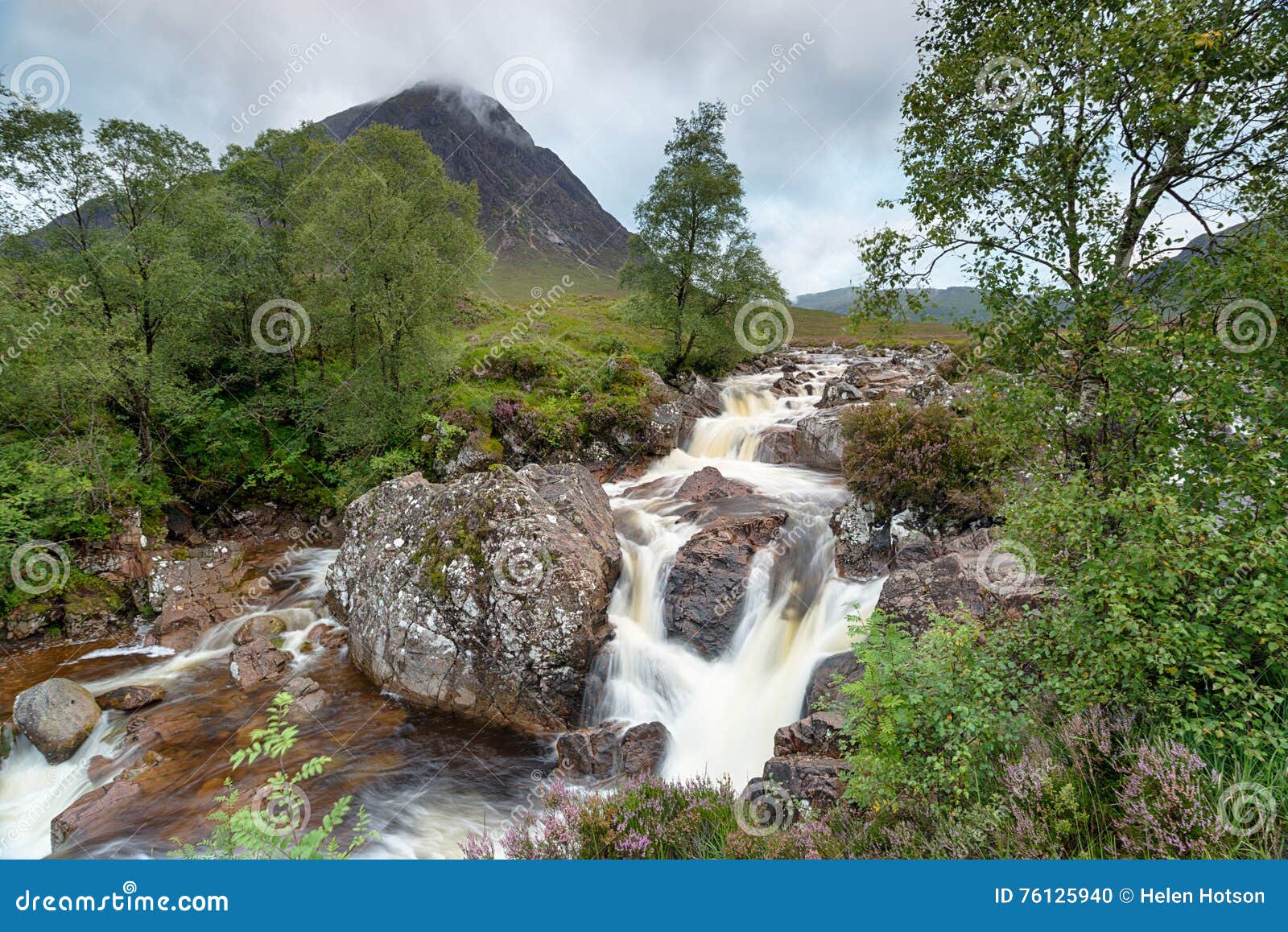 Glen Etive Mor Waterfalls stock photo. Image of mountains - 76125940