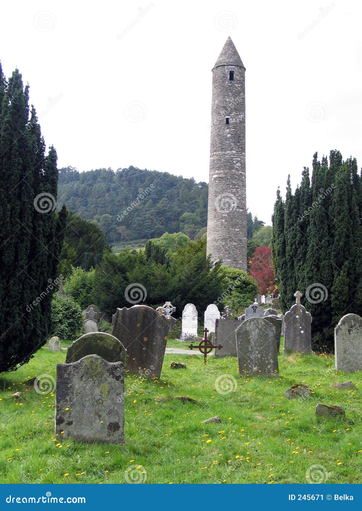 Glendalough Round Tower stock image. Image of wicklow, tower - 245671